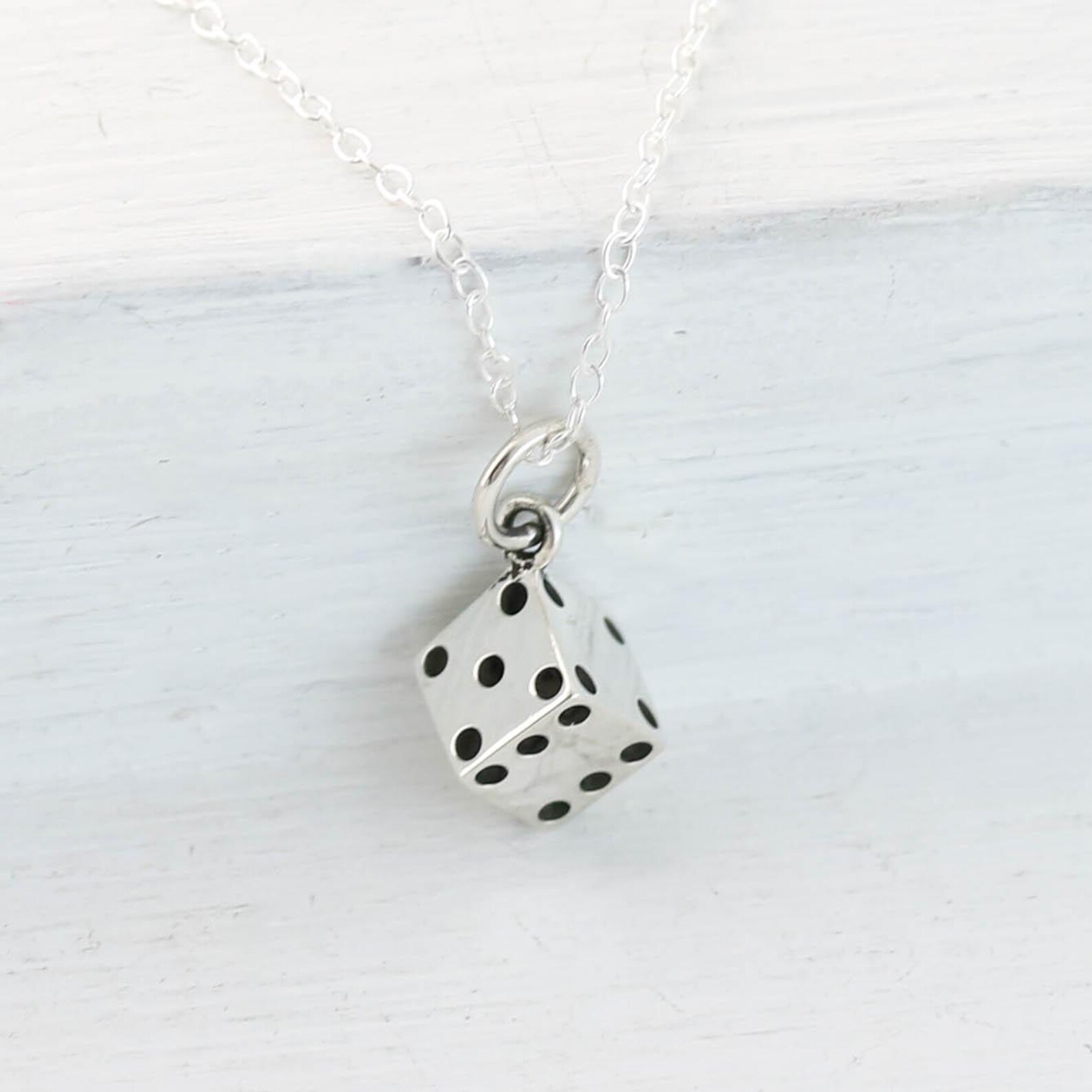 Tiny Dice Necklace, Solid Sterling Silver Dice Pendant, Gambling Gifts ...