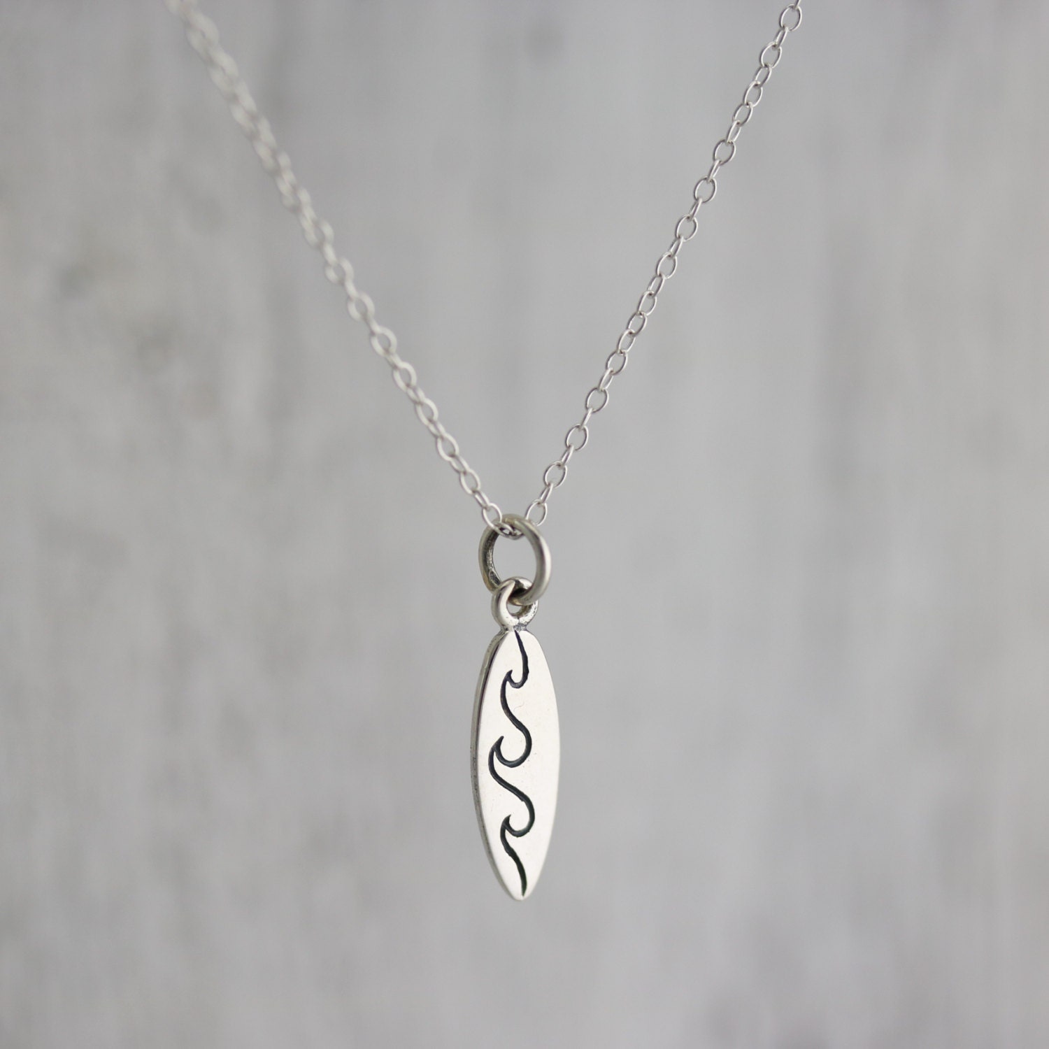 Surfboard Necklace Sterling Silver Surfboard Charm Necklace - Etsy ...