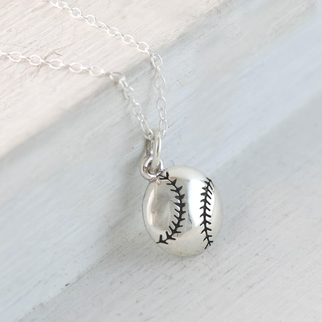 Tiny Baseball Necklace, Sterling Silver Baseball Pendant for Coach Gift ...
