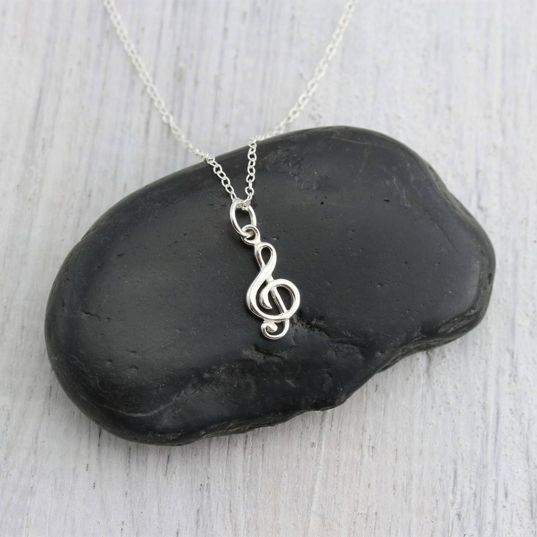 Treble Clef Necklace Silver G Clef Jewelry, Treble Clef Gift for ...
