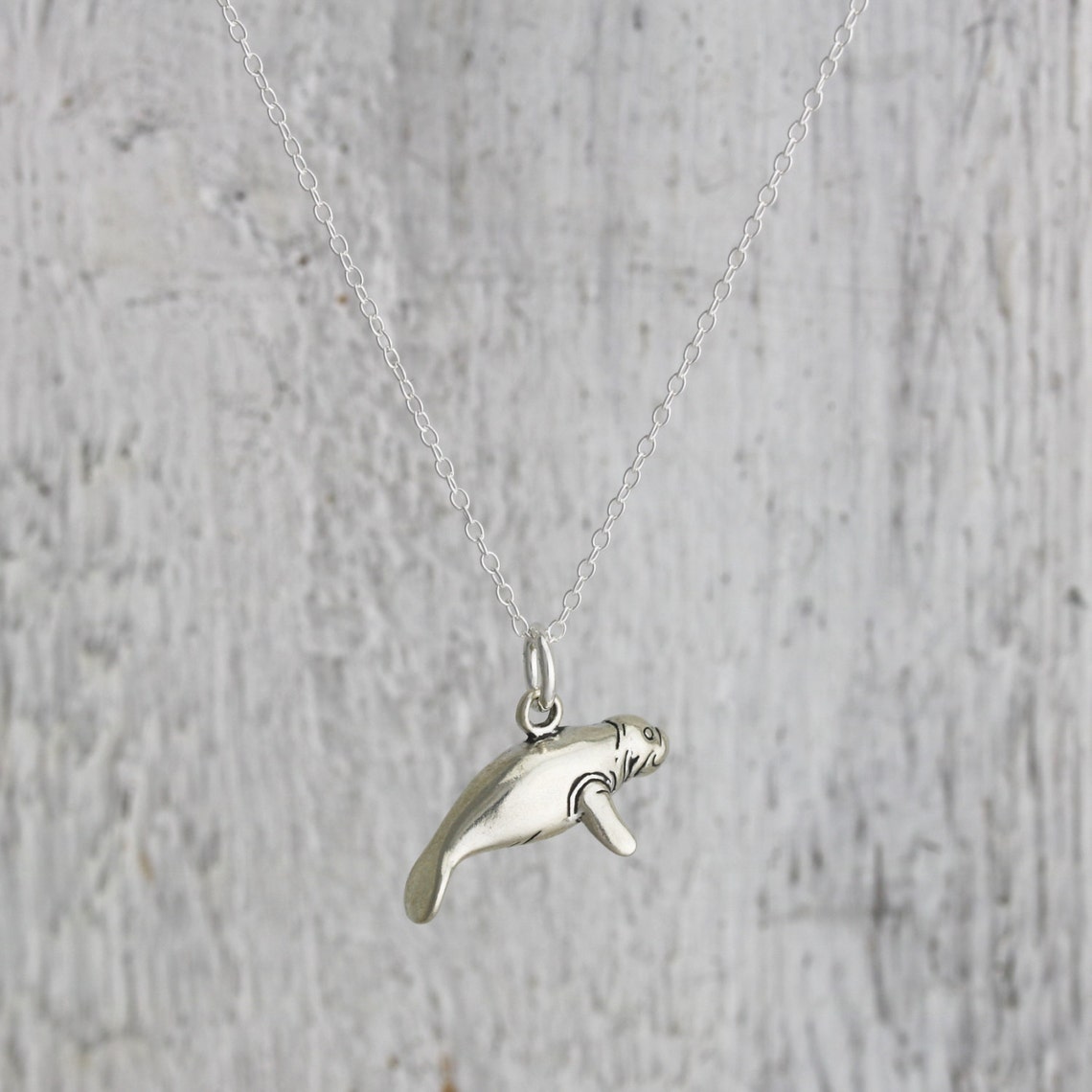 Manatee Necklace Sterling Silver Manatee Charm Necklace - Etsy UK