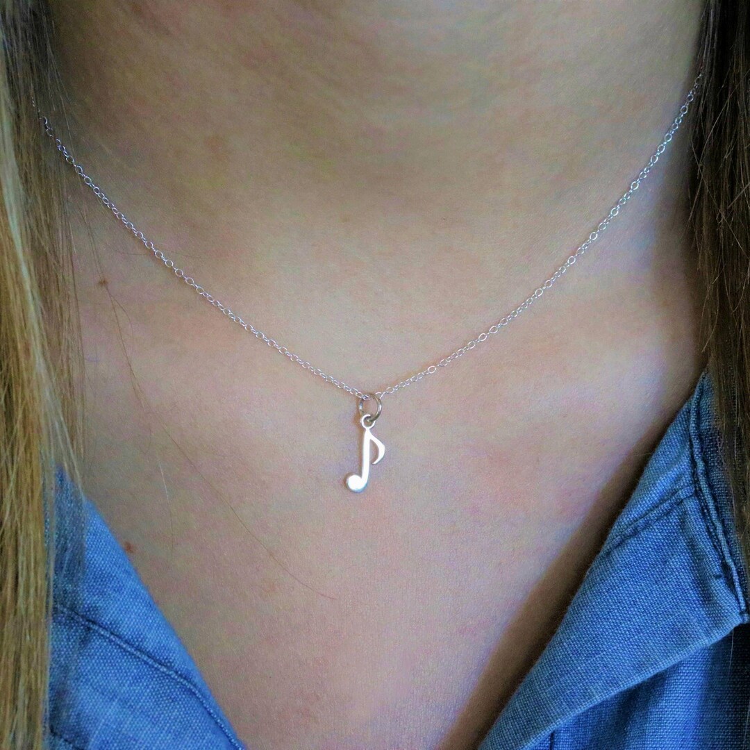 Silver Music Note Necklace, Silver Musical Note Gift for Music Lover ...