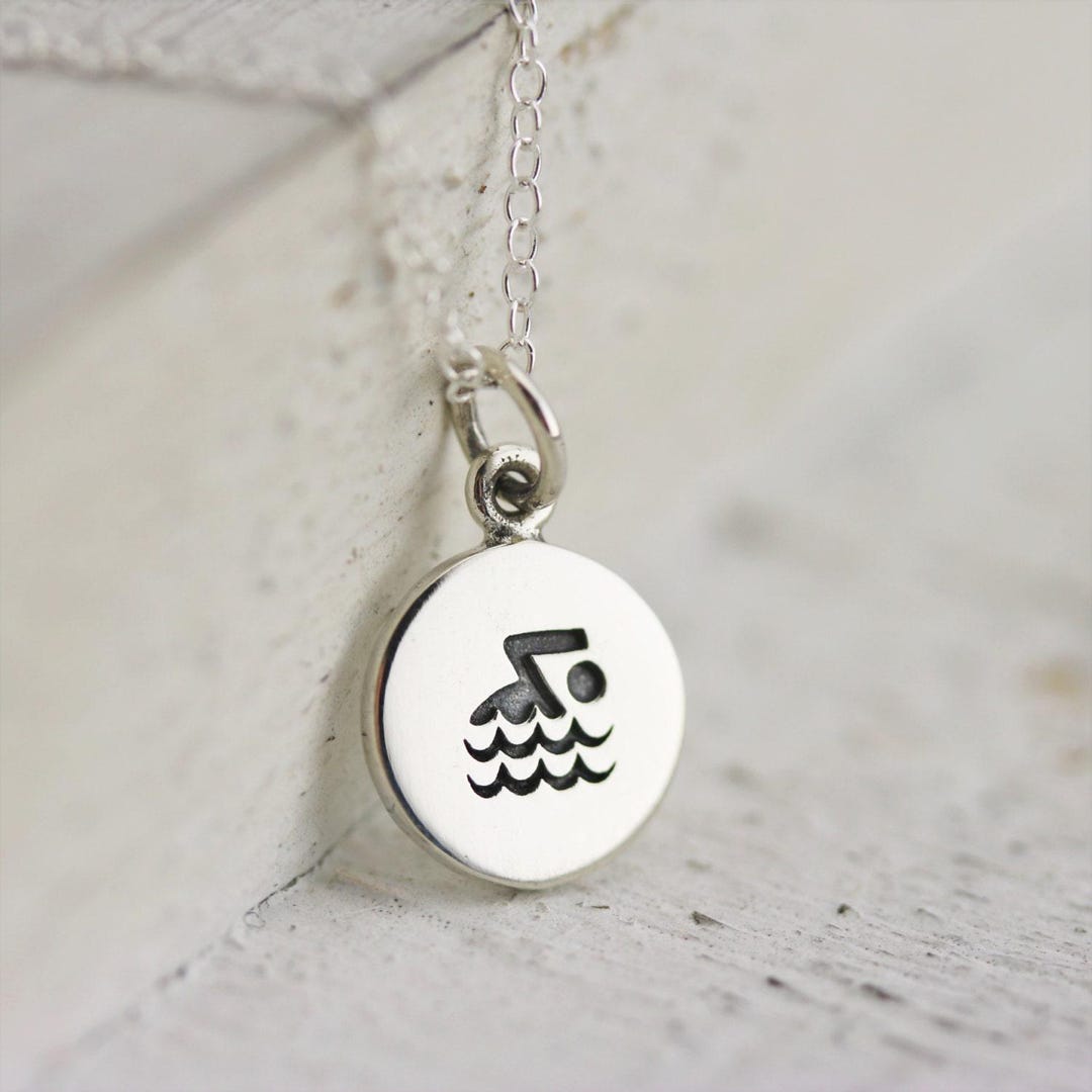 Swimmer Necklace Sterling Silver Swimmer Necklace Gift for Swim Team ...