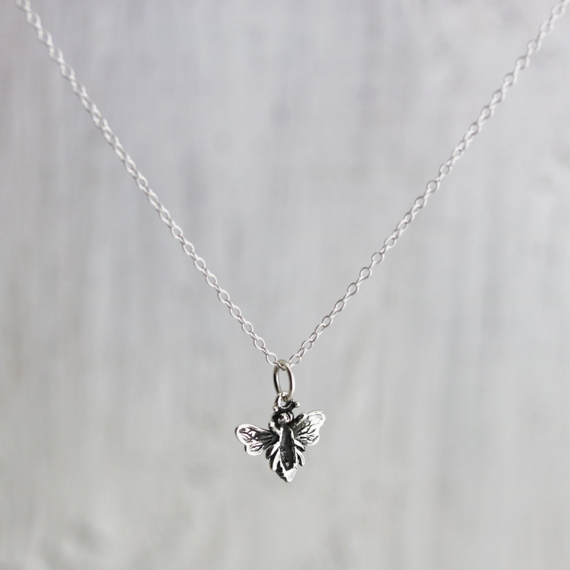 Honey Bee Necklace Sterling Silver Bee Necklace Tiny Bee - Etsy