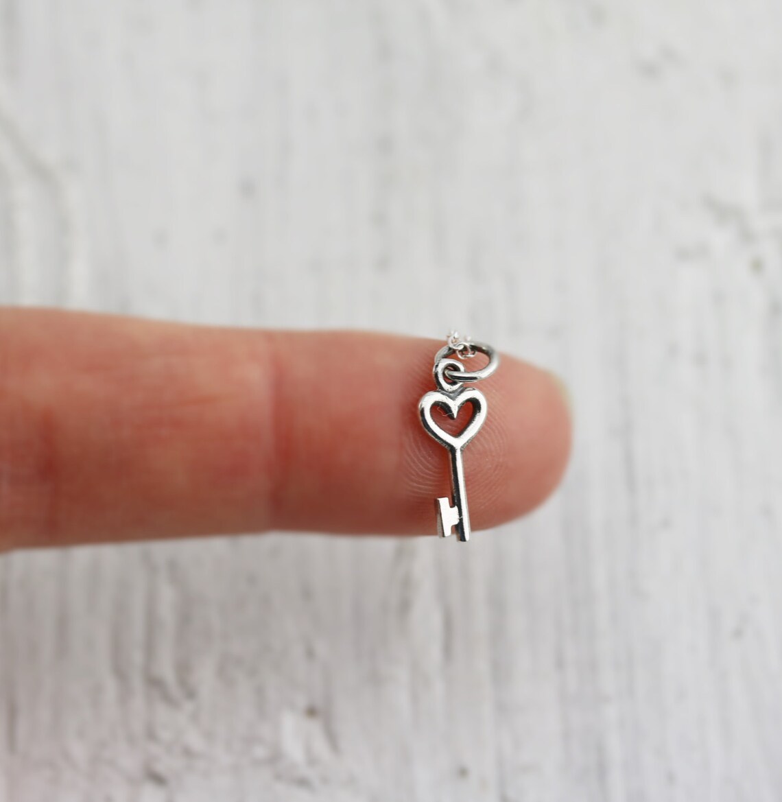 Tiny Key Necklace Tiny Sterling Silver Heart Key Necklace - Etsy