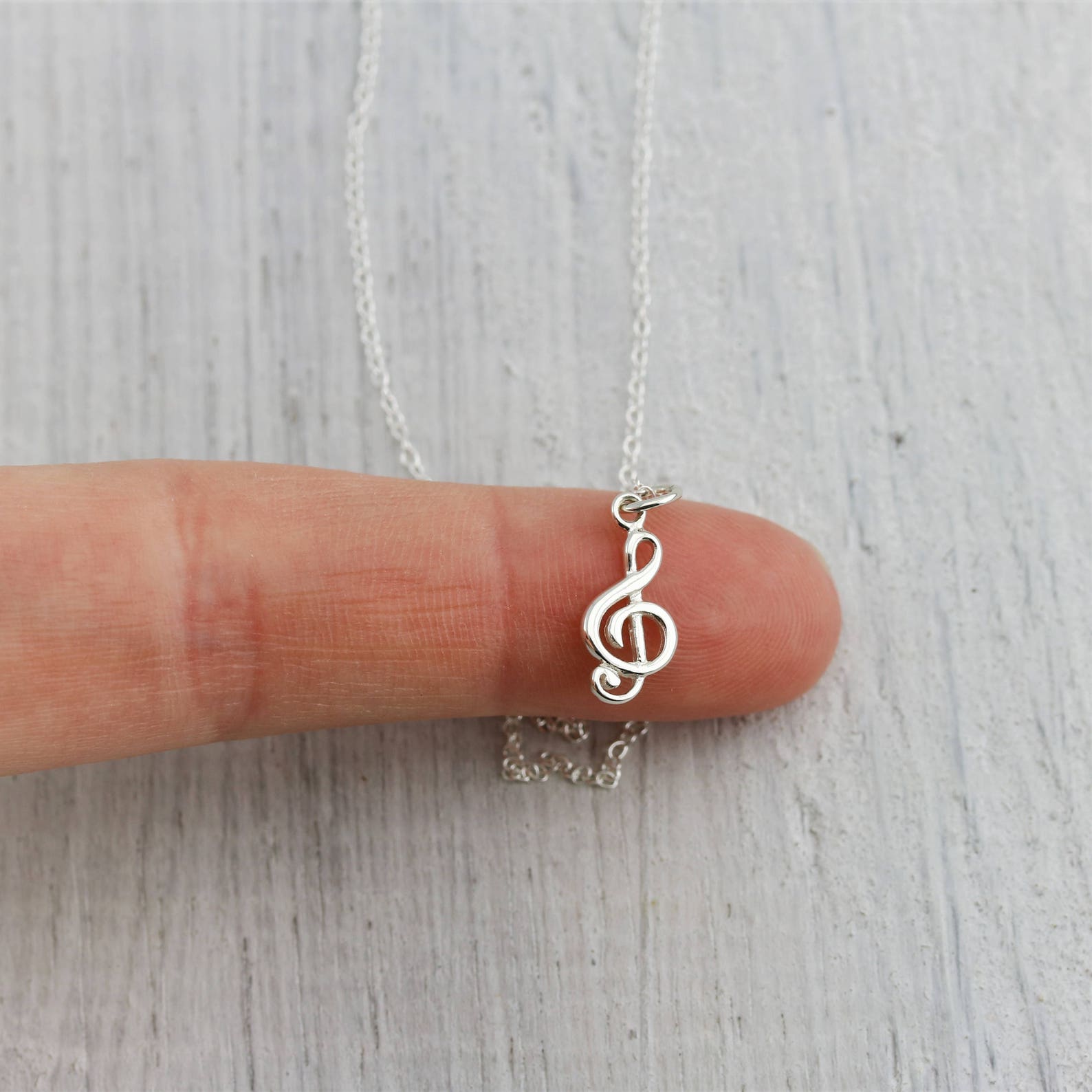 Treble Clef Necklace Silver G Clef Jewelry Treble Clef Gift - Etsy