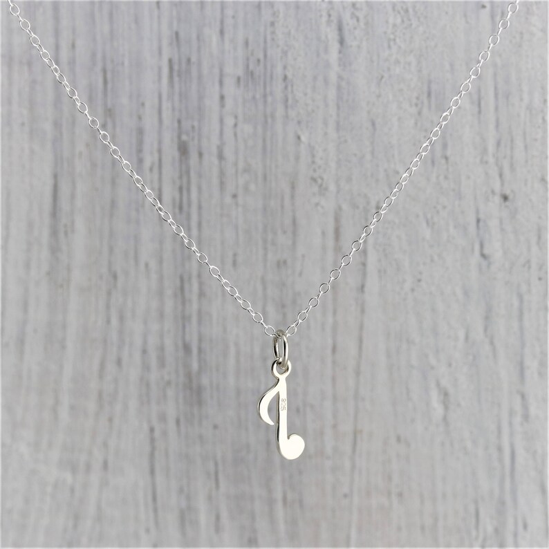 Silver Music Note Necklace Silver Musical Note Gift for Music | Etsy