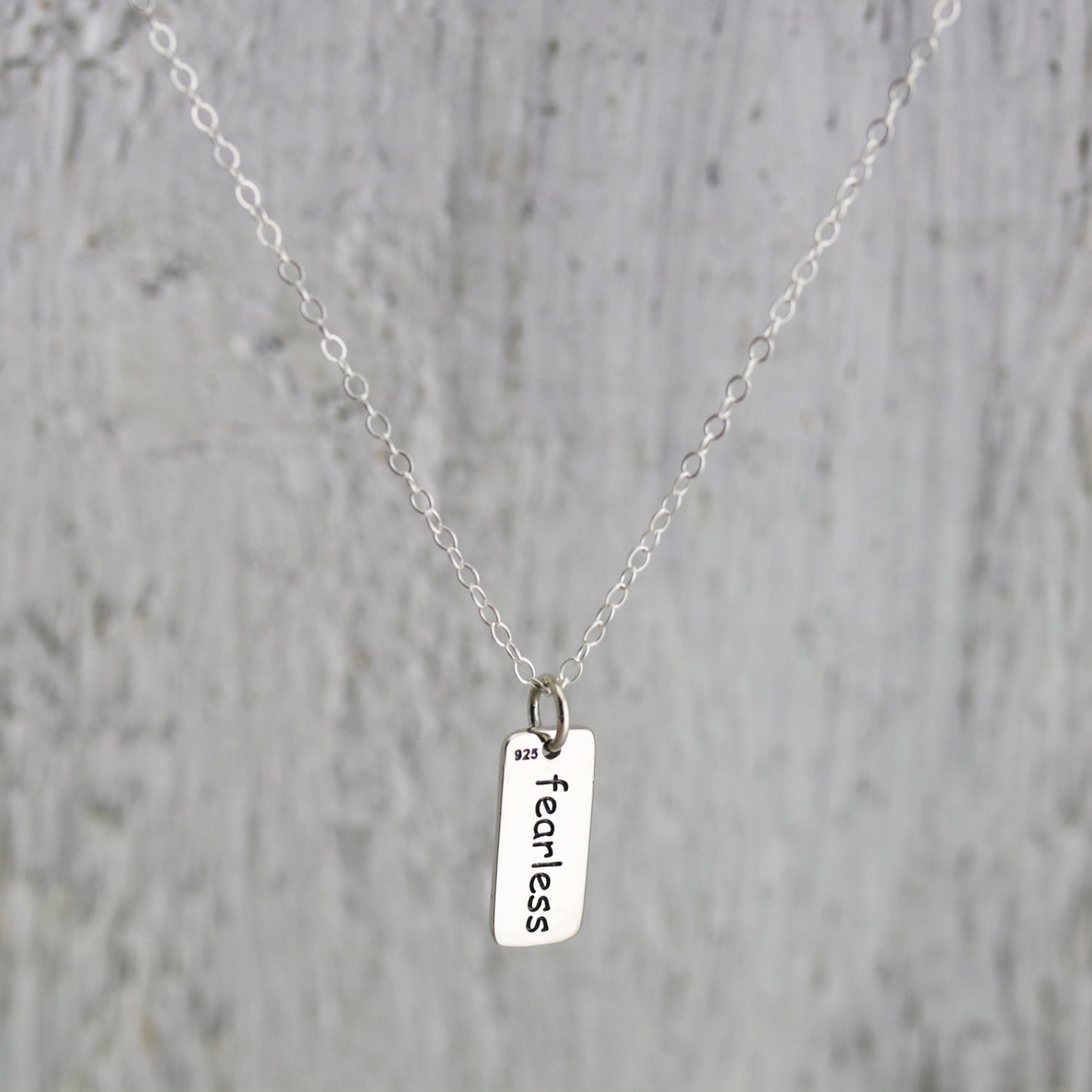 Fearless Necklace Sterling Silver Fearless Word Tag Necklace | Etsy