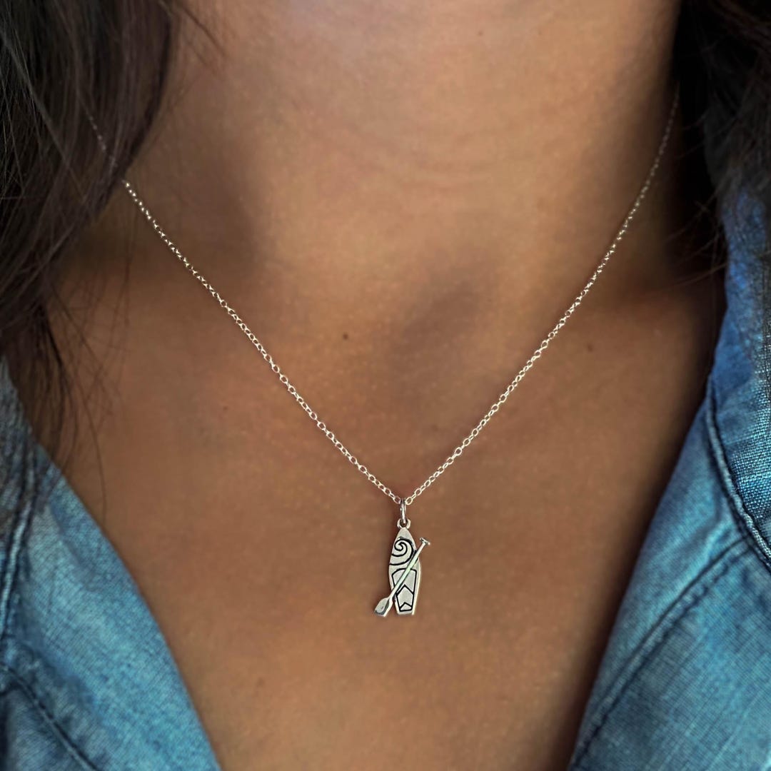 Tiny Paddle Board Necklace Sterling Silver SUP Charm Jewelry for Water ...