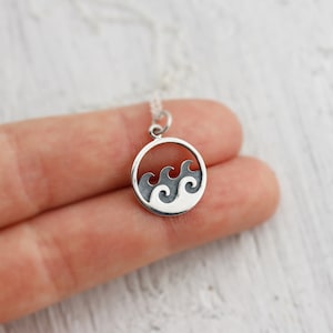 Waves Necklace Sterling Silver Ocean Waves Necklace Wave Pendant Water ...