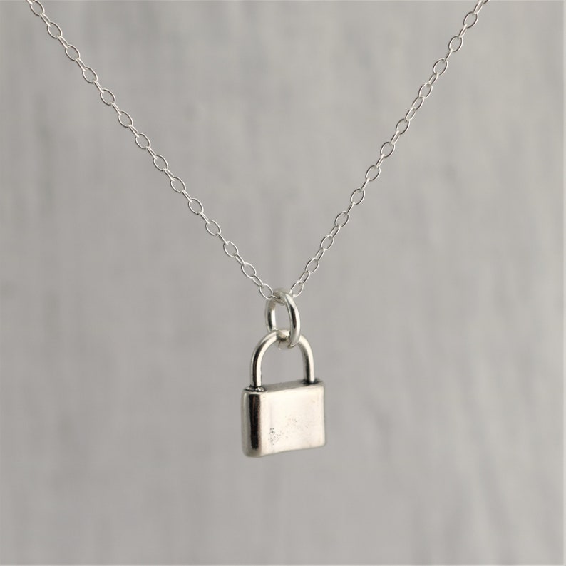 Sterling Silver Padlock Necklace Tiny Lock Necklace Dainty - Etsy