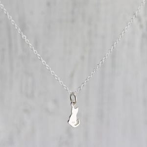 Tiny Cat Necklace - Tiny Sterling Silver Sitting Cat Necklace - Tiny ...