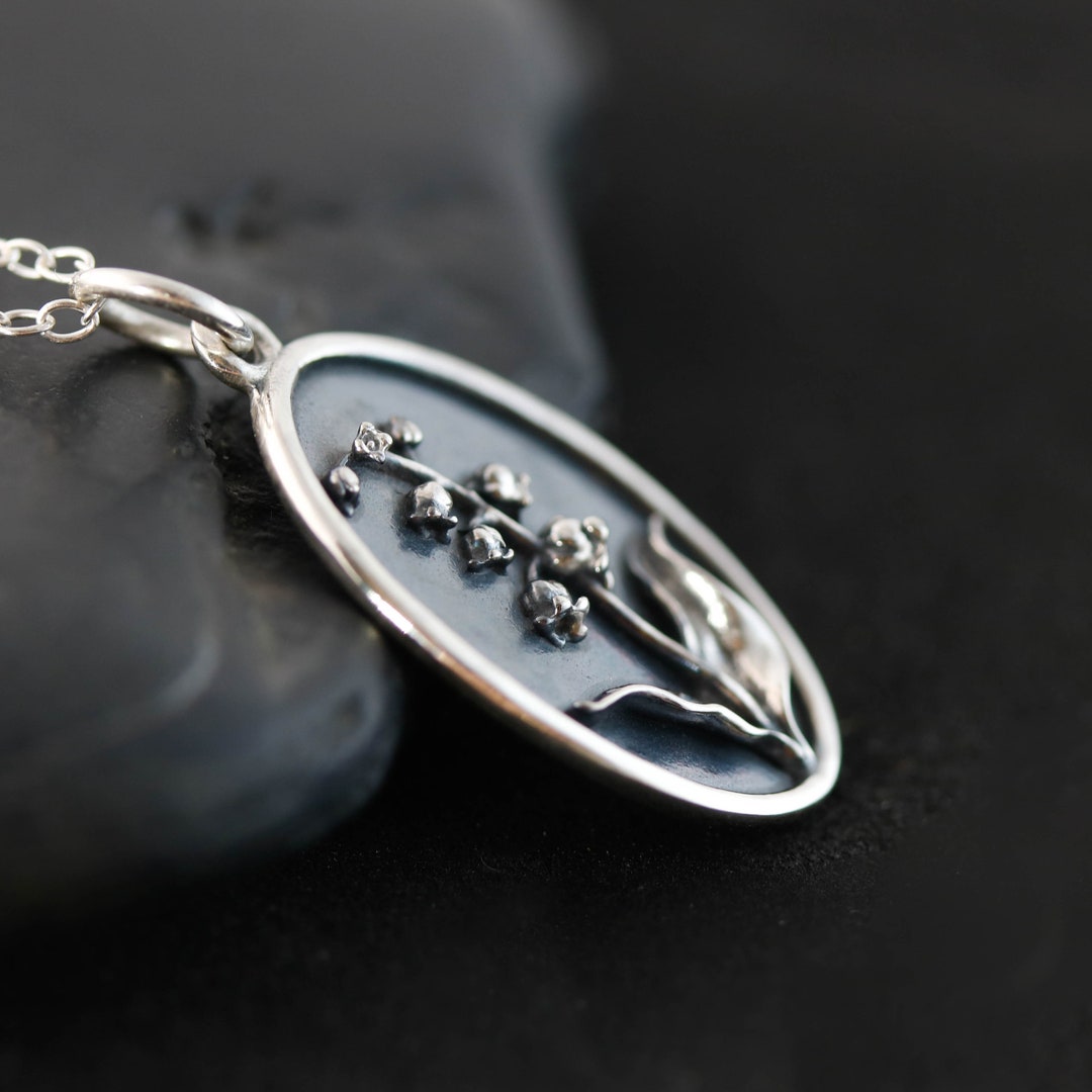 Lily of the Valley Birth Flower Necklace for May, Sterling Silver Lily ...