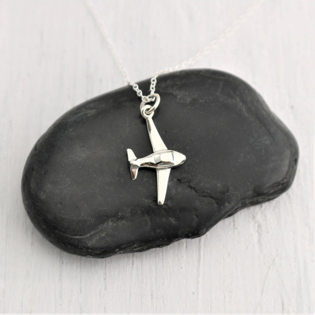 Sterling Silver Airplane Necklace for Women, Aviator Birthday Gift for ...