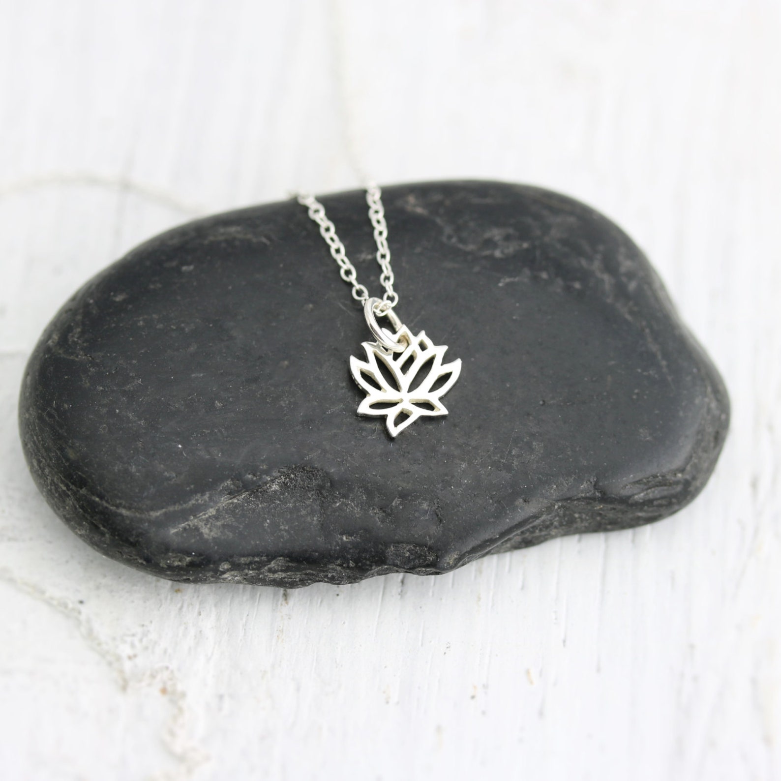 Lotus Necklace Sterling Silver Tiny Lotus Necklace Tiny - Etsy