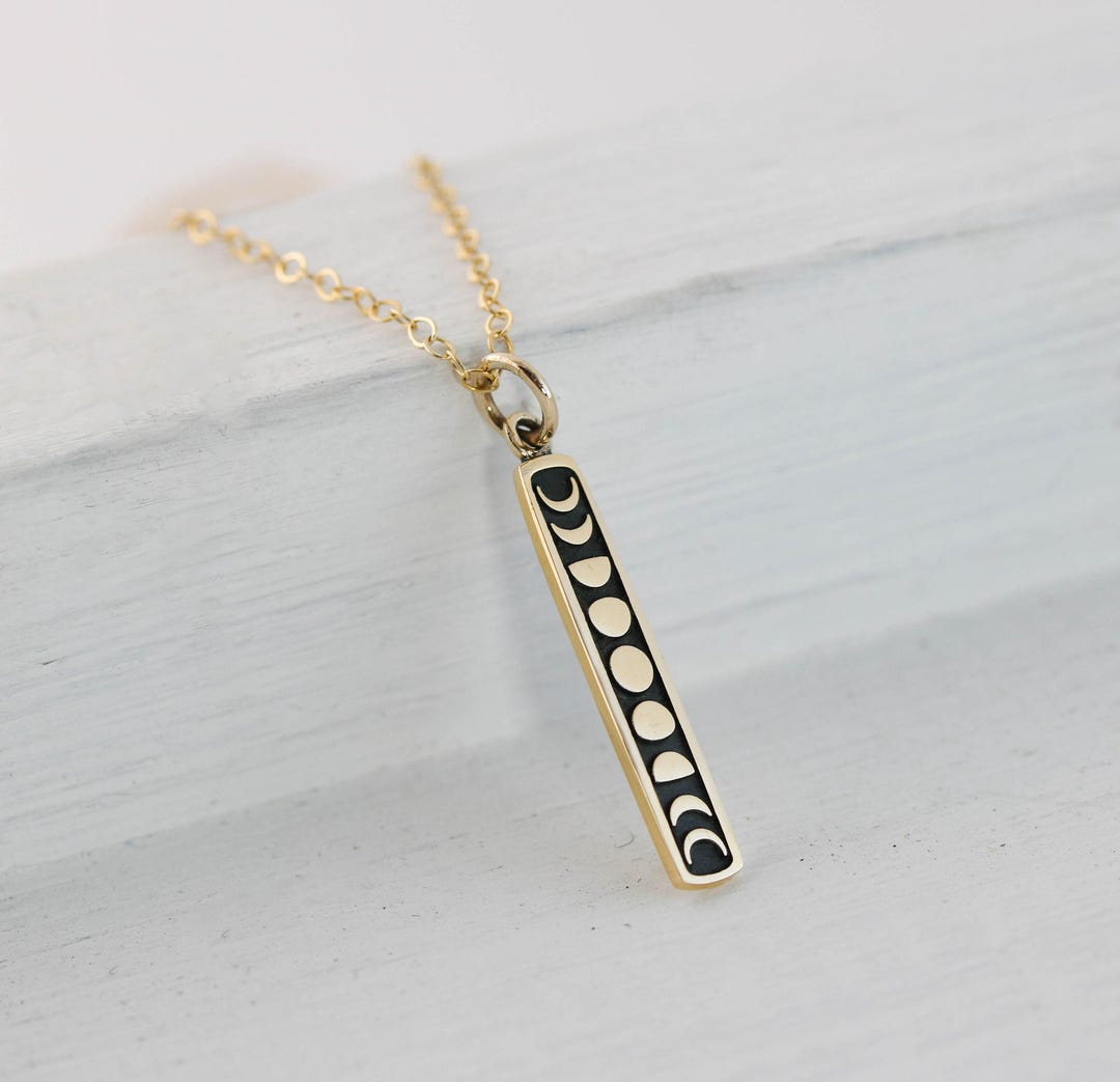 Gold Moon Phase Necklace, Phases of the Moon Celestial Jewelry, Dainty ...