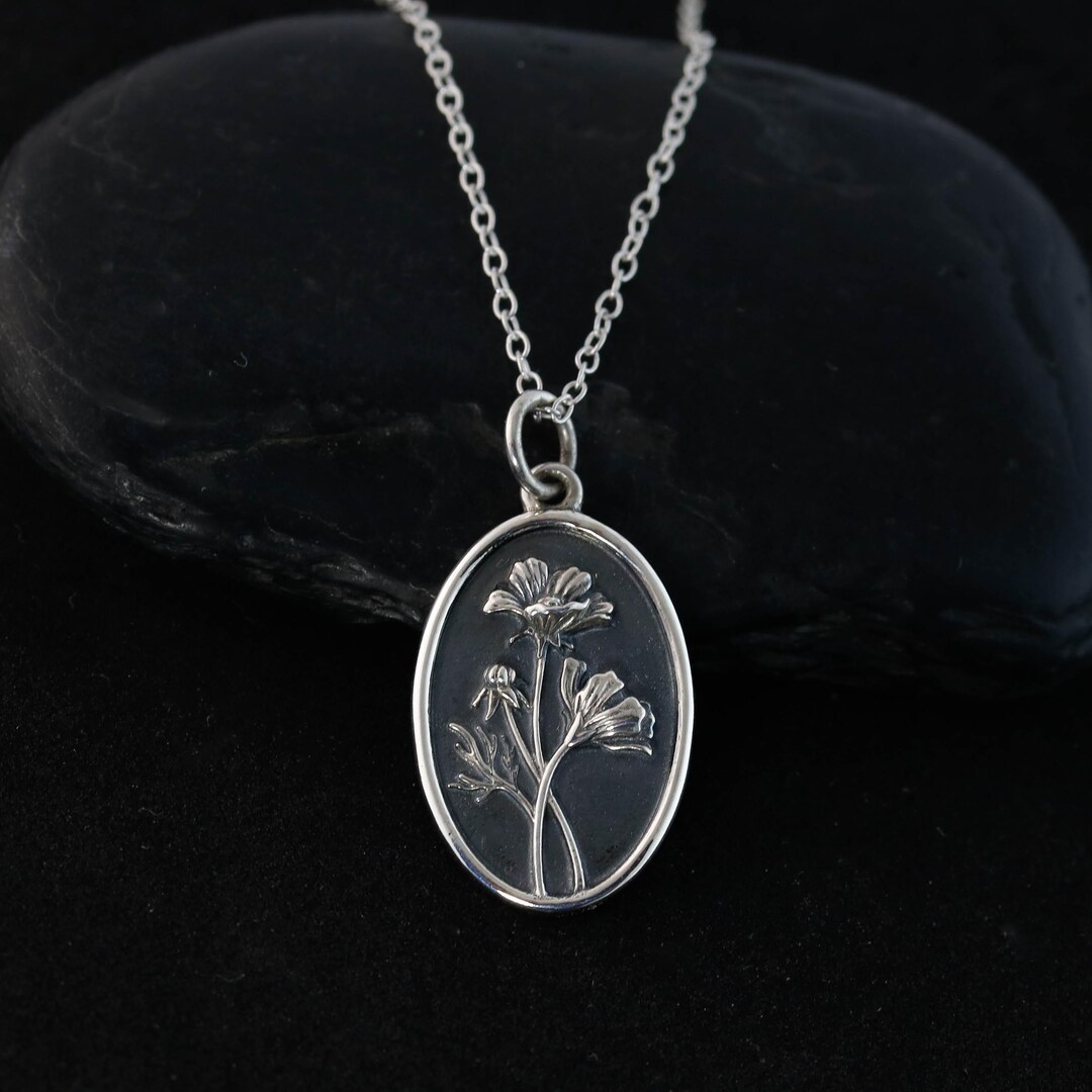 Cosmo Birth Flower Necklace for October Birthday, Sterling Silver Cosmo ...