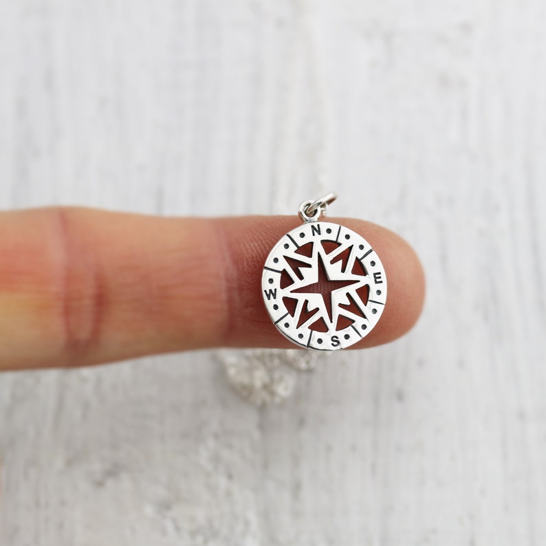 Compass Necklace Sterling Silver Openwork Compass Pendant - Etsy