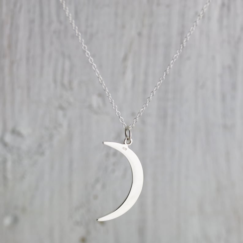 Crescent Moon Necklace Large Sterling Silver Crescent Moon - Etsy