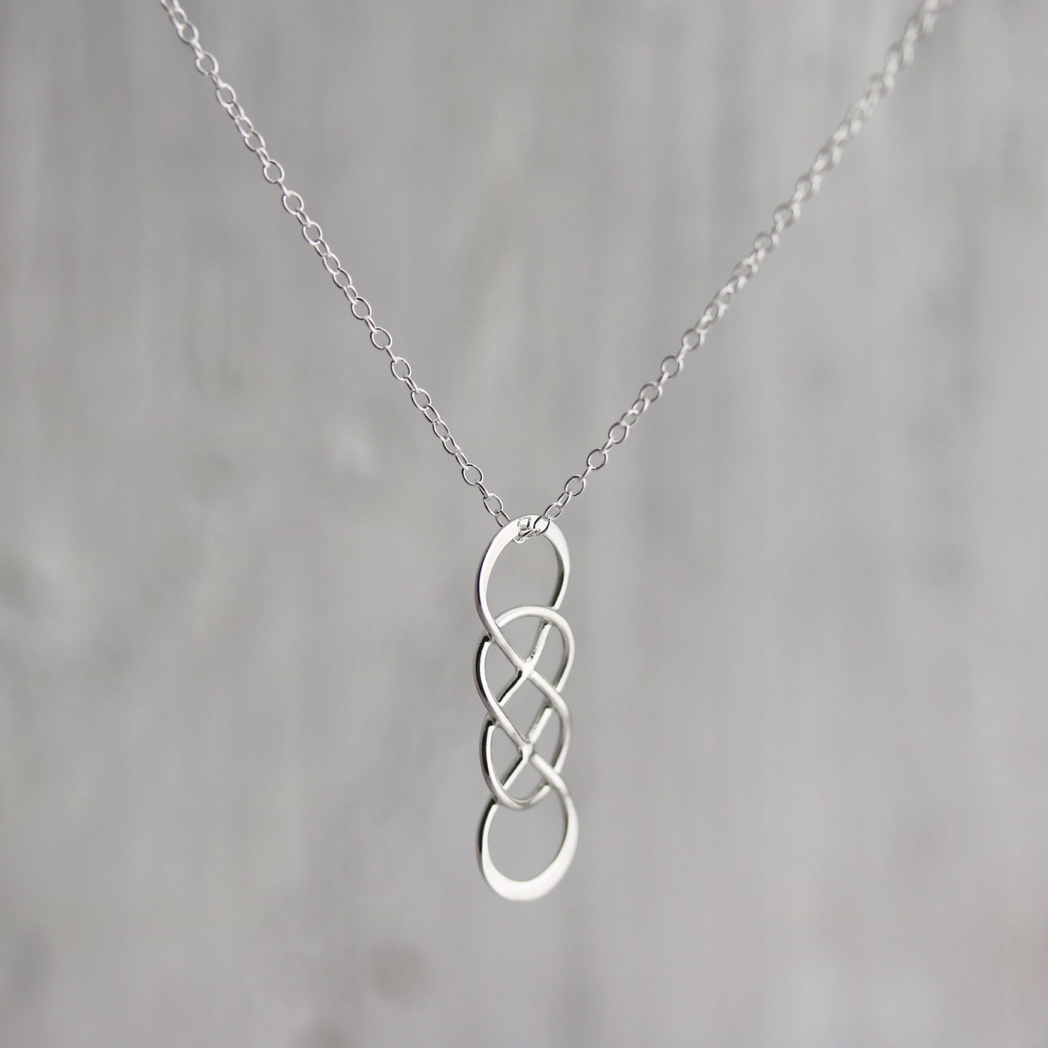 Double Infinity Necklace Sterling Silver Intertwined | Etsy
