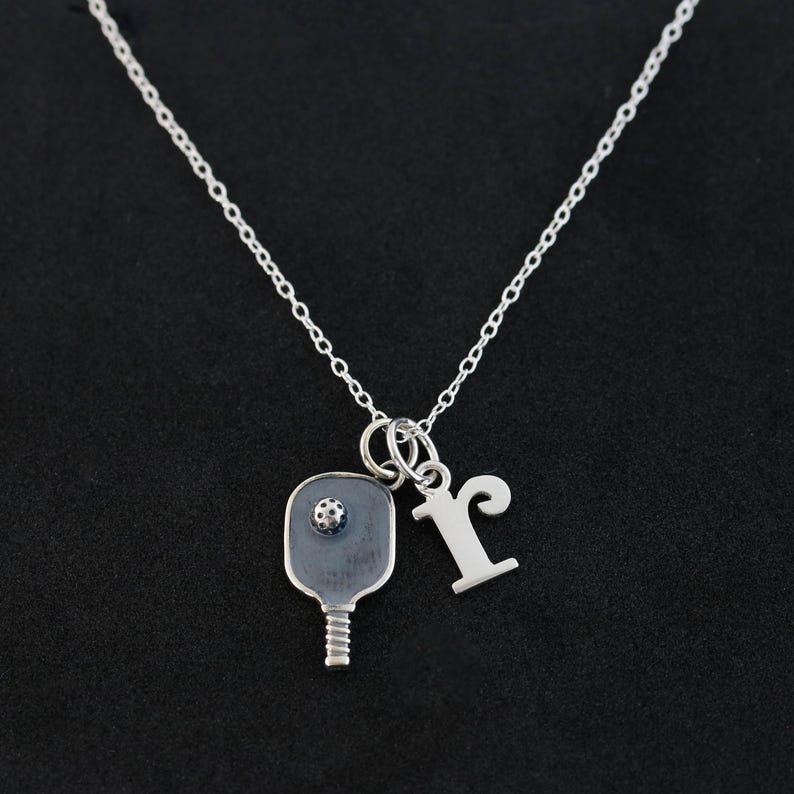Dainty Pickleball Necklace, Sterling Silver Pickle Ball Paddle and Ball ...