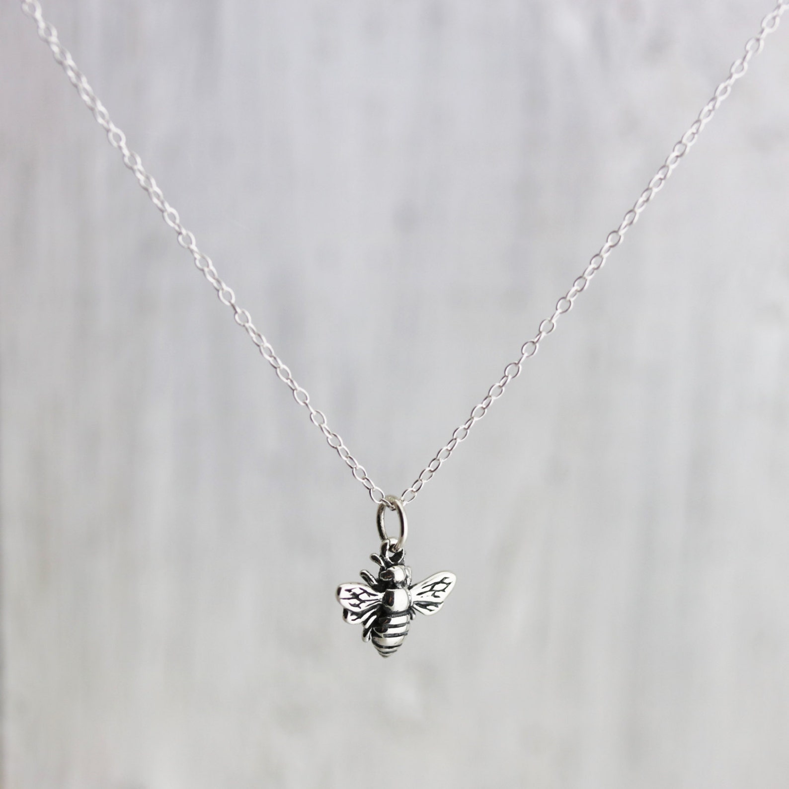 Honey Bee Necklace Sterling Silver Bee Necklace Tiny Bee - Etsy