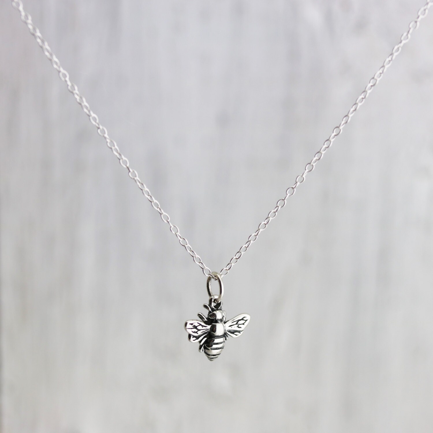 Honey Bee Necklace Sterling Silver Bee Necklace Tiny Bee - Etsy