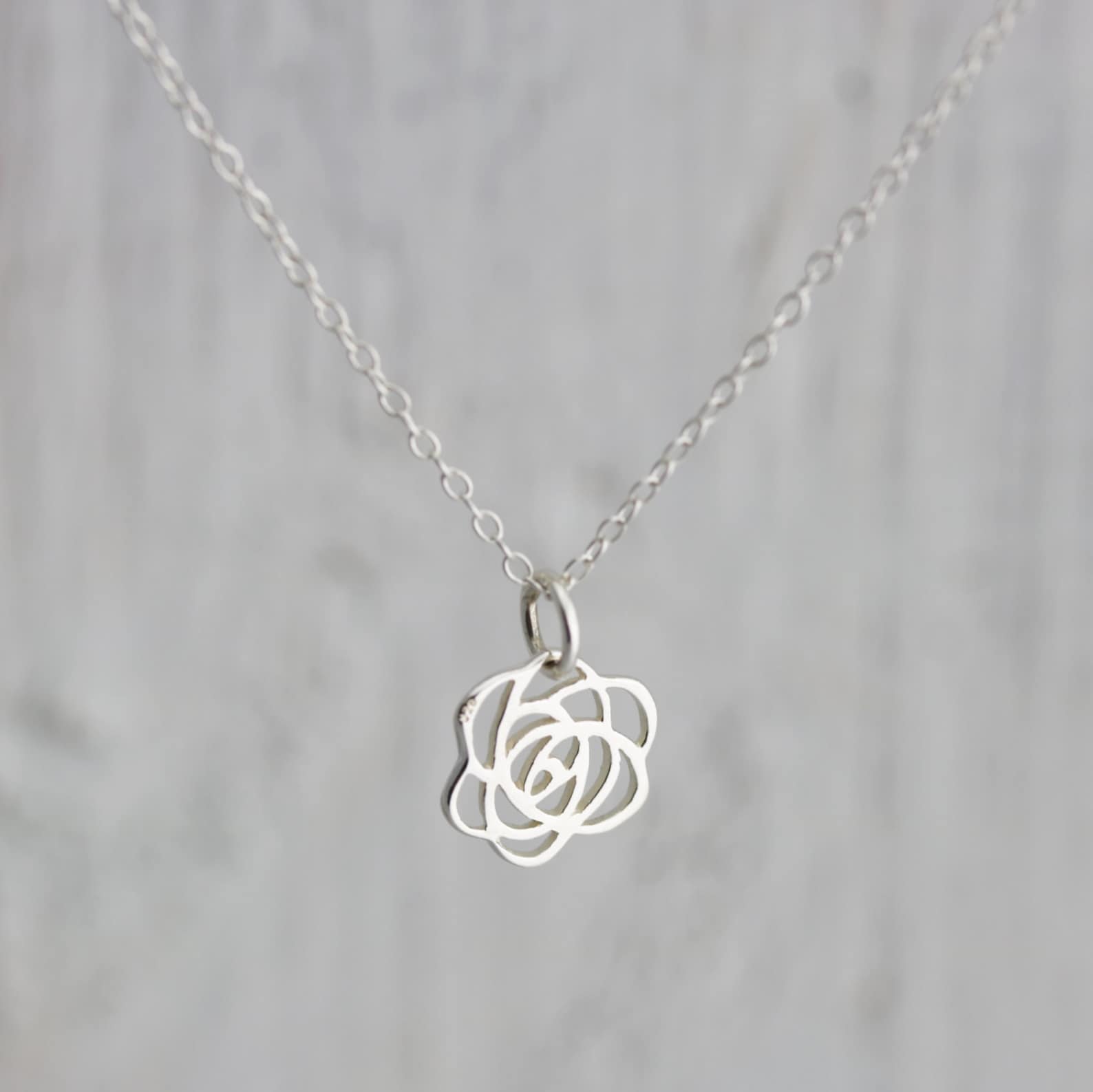 Rose Necklace Tiny Sterling Silver Rose Charm Necklace - Etsy