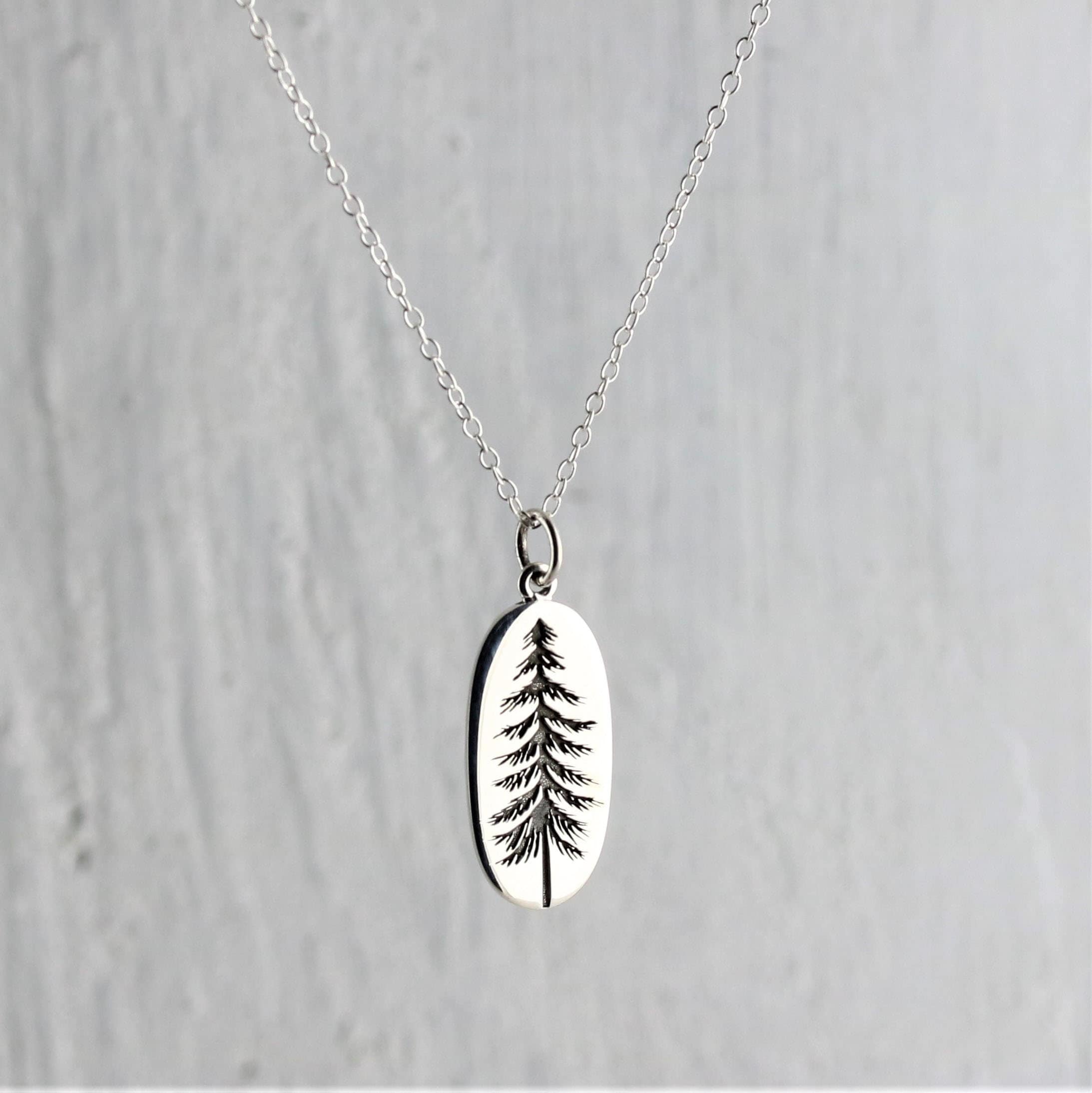 Sterling Silver Tree Necklace Pine Tree Necklace Pine Tree | Etsy