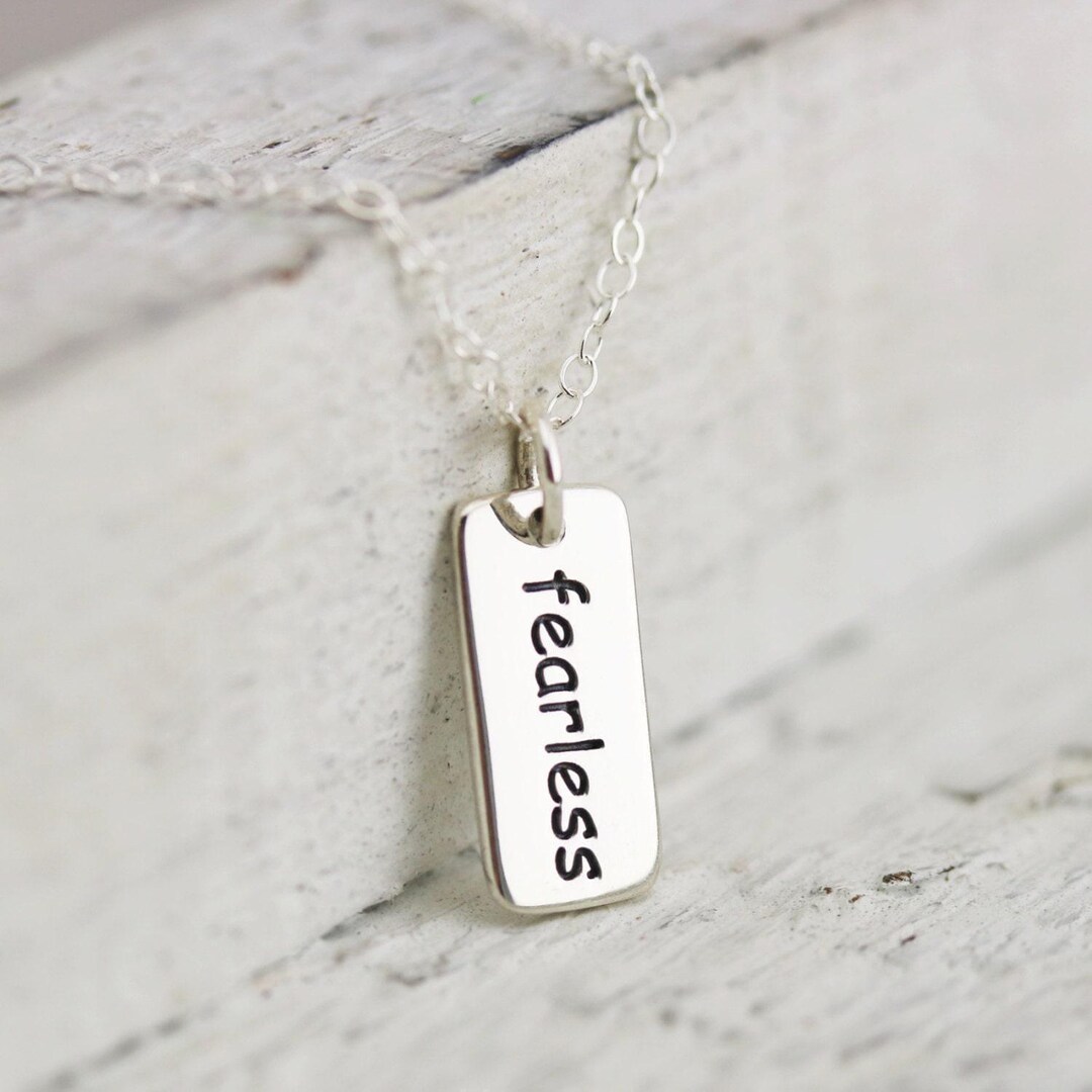 Fearless Necklace - Sterling Silver Fearless Word Tag Necklace ...