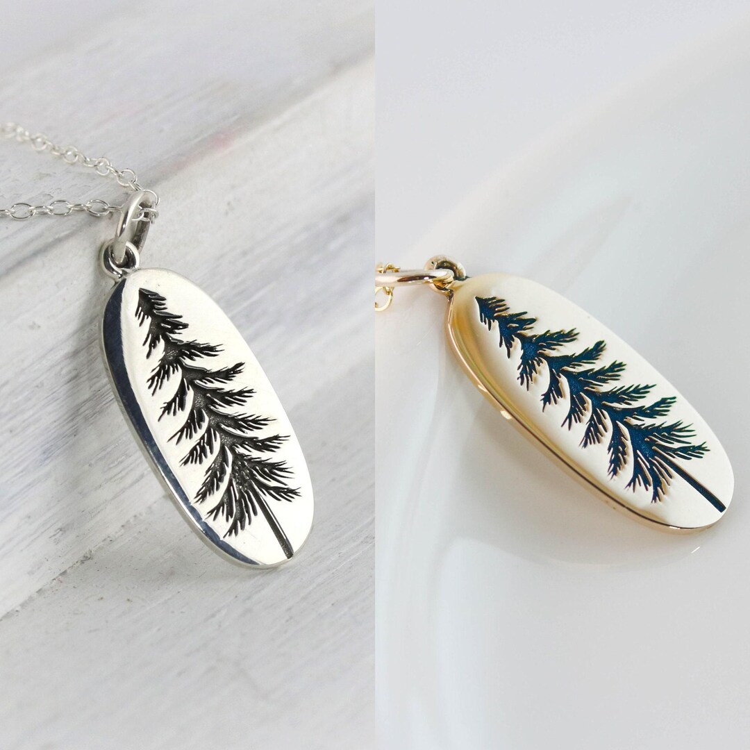Pine Tree Necklace, Gold or Silver Evergreen Tree Jewelry Gift for ...