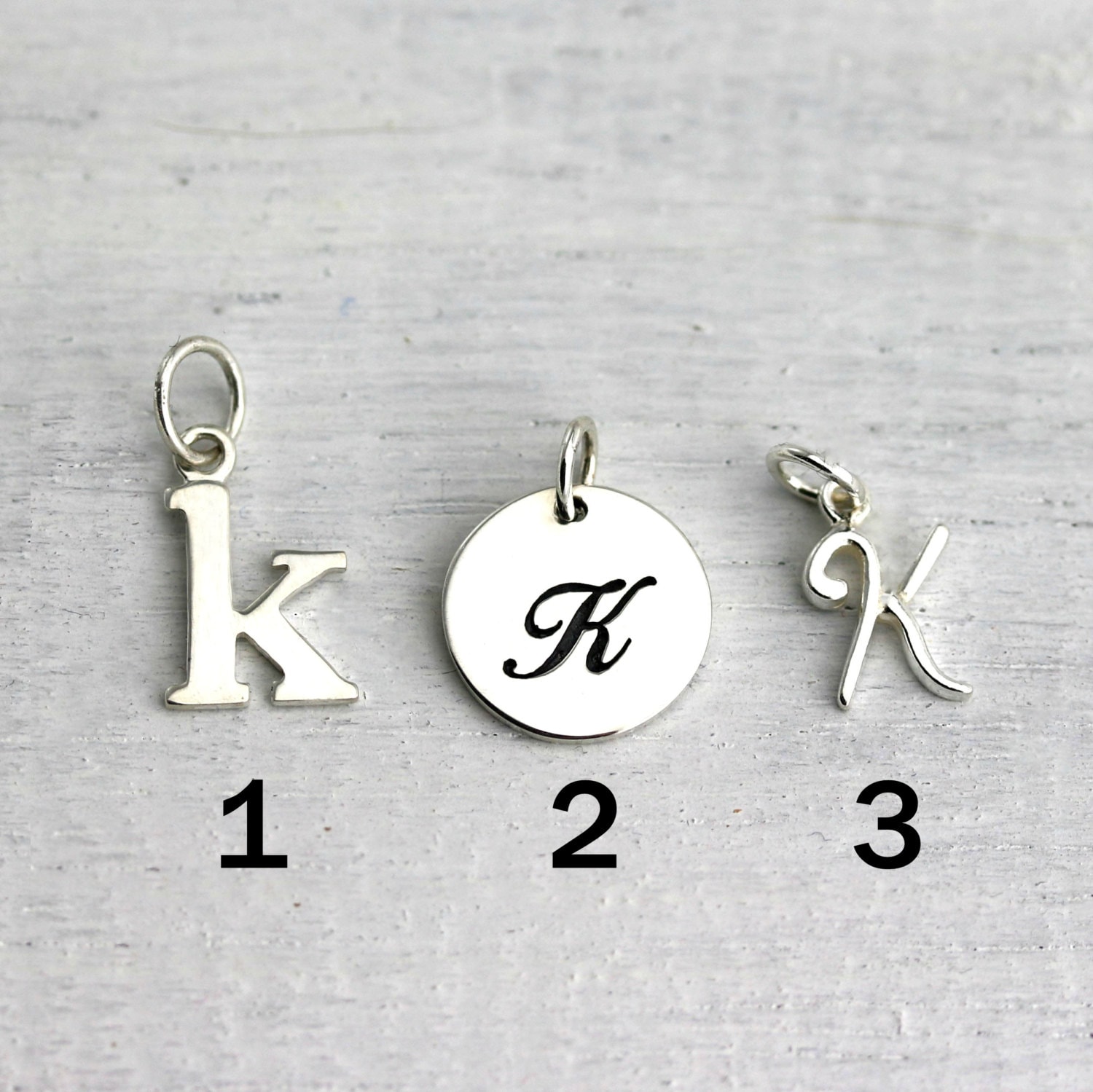 Initial Letter Charm Add on Sterling Silver Initial Charm - Etsy