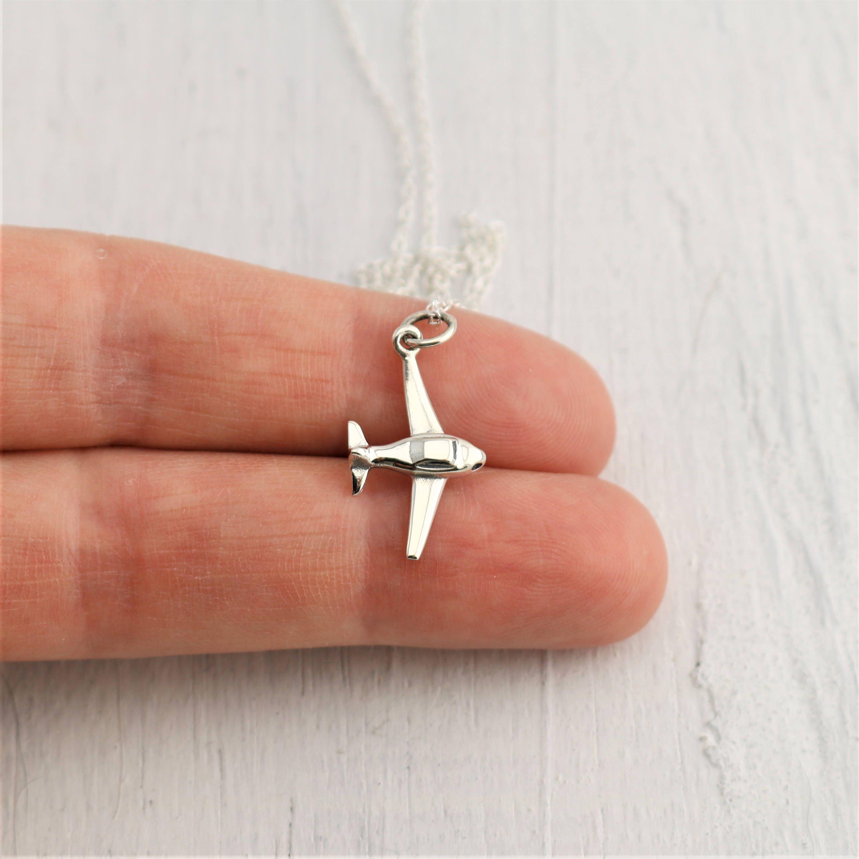 Sterling Silver Airplane Necklace for Women, Aviator Birthday Gift for ...