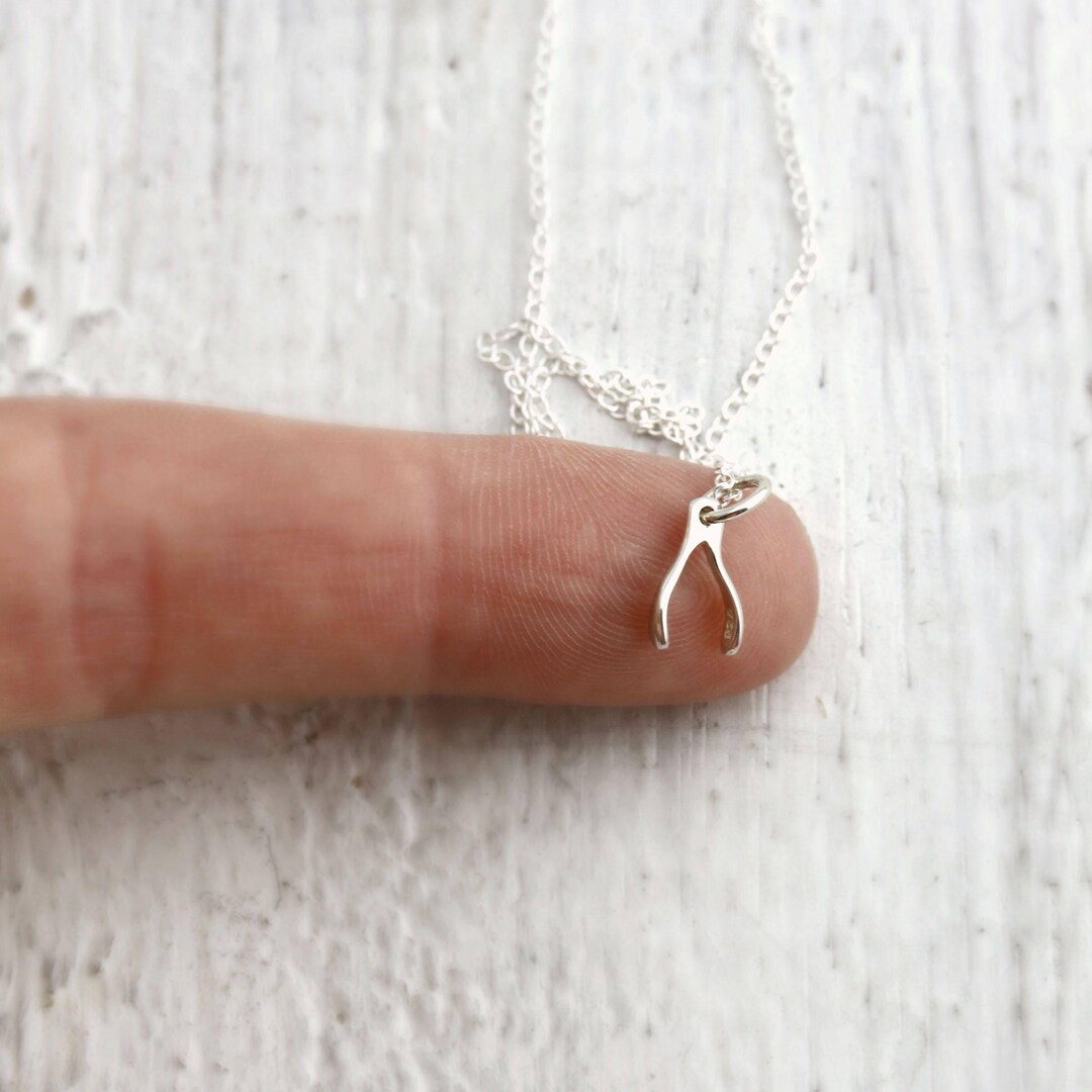 Tiny Wishbone Necklace Sterling Silver Wishbone Charm Wishbone Gifts ...