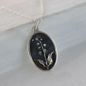 Lily of the Valley Birth Flower Necklace for May, Sterling Silver Lily ...
