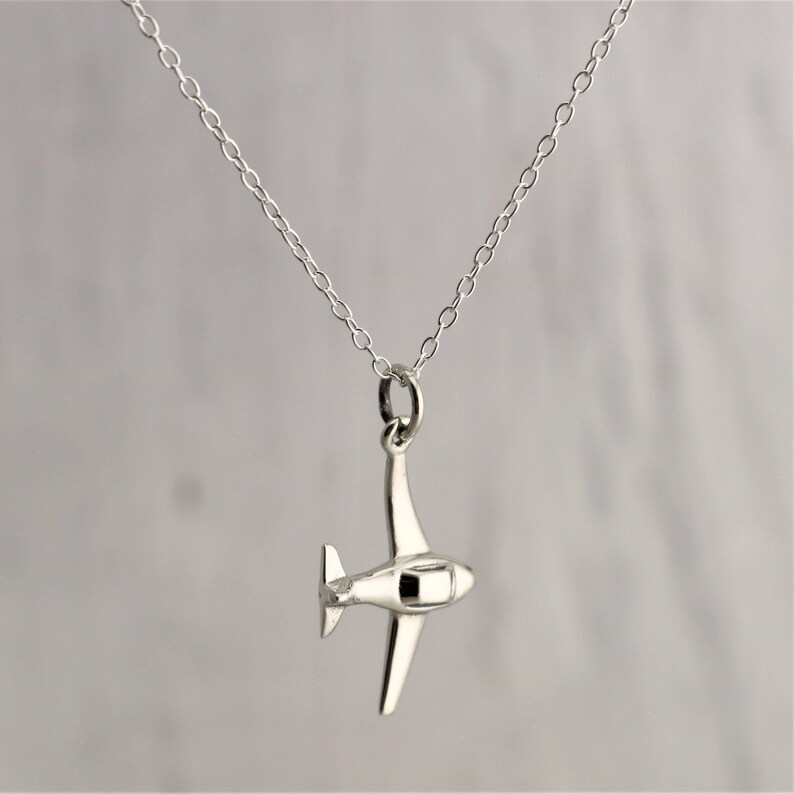 Sterling Silver Airplane Necklace for Women, Aviator Birthday Gift for ...