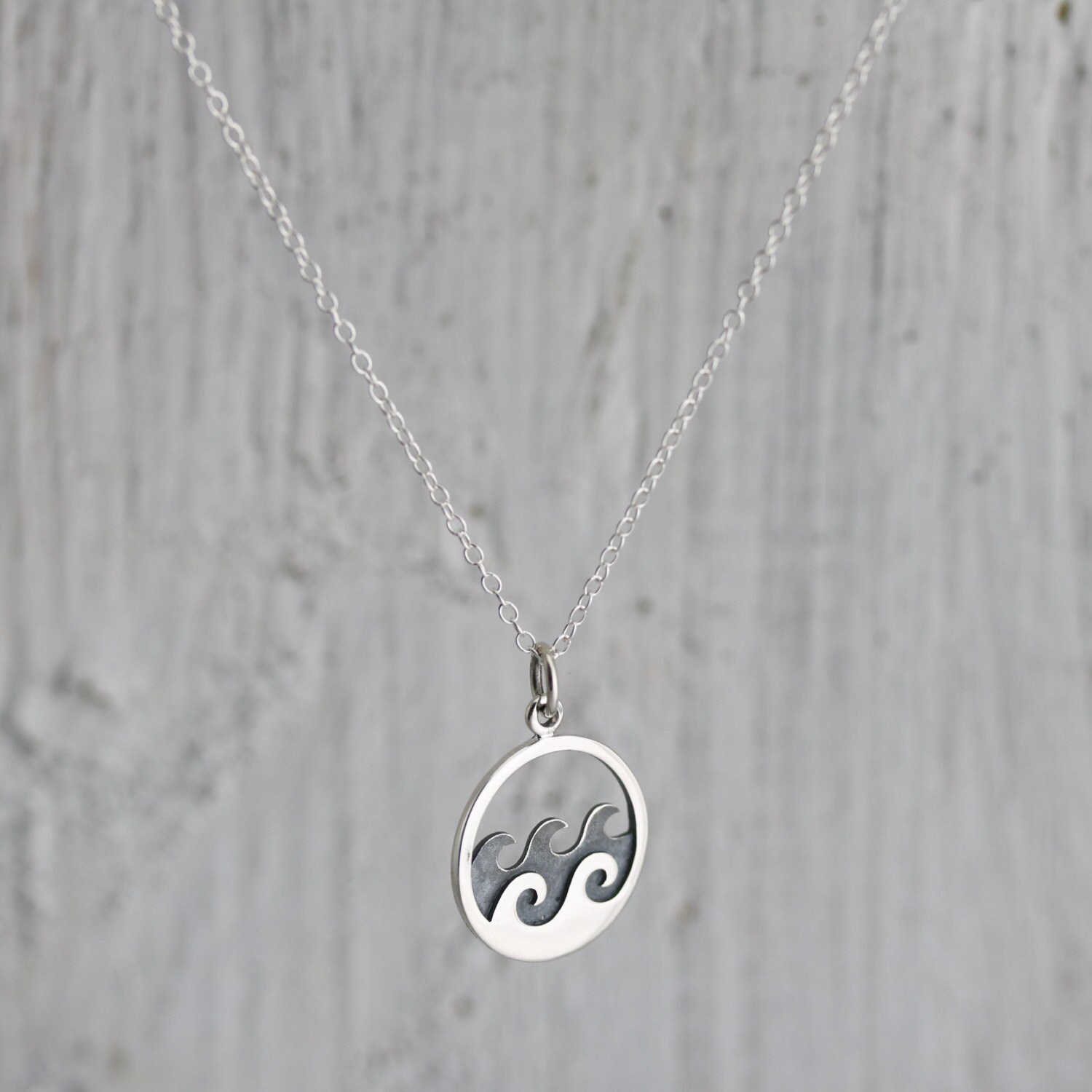Waves Necklace Sterling Silver Ocean Waves Necklace Wave | Etsy