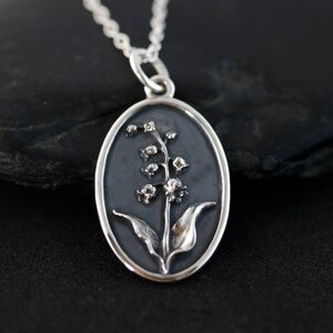 Lily of the Valley Birth Flower Necklace for May, Sterling Silver Lily ...