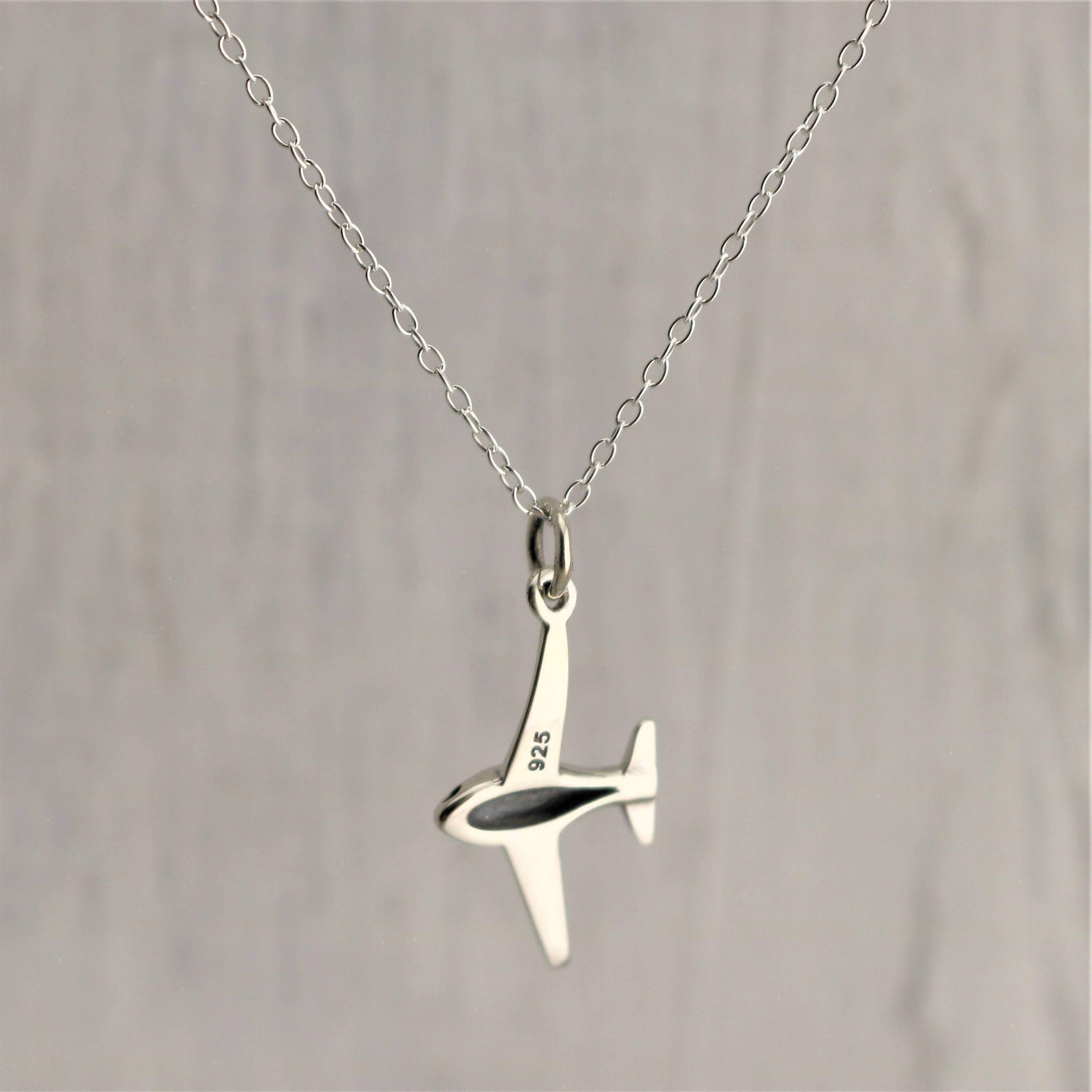 Sterling Silver Airplane Necklace for Women, Aviator Birthday Gift for ...