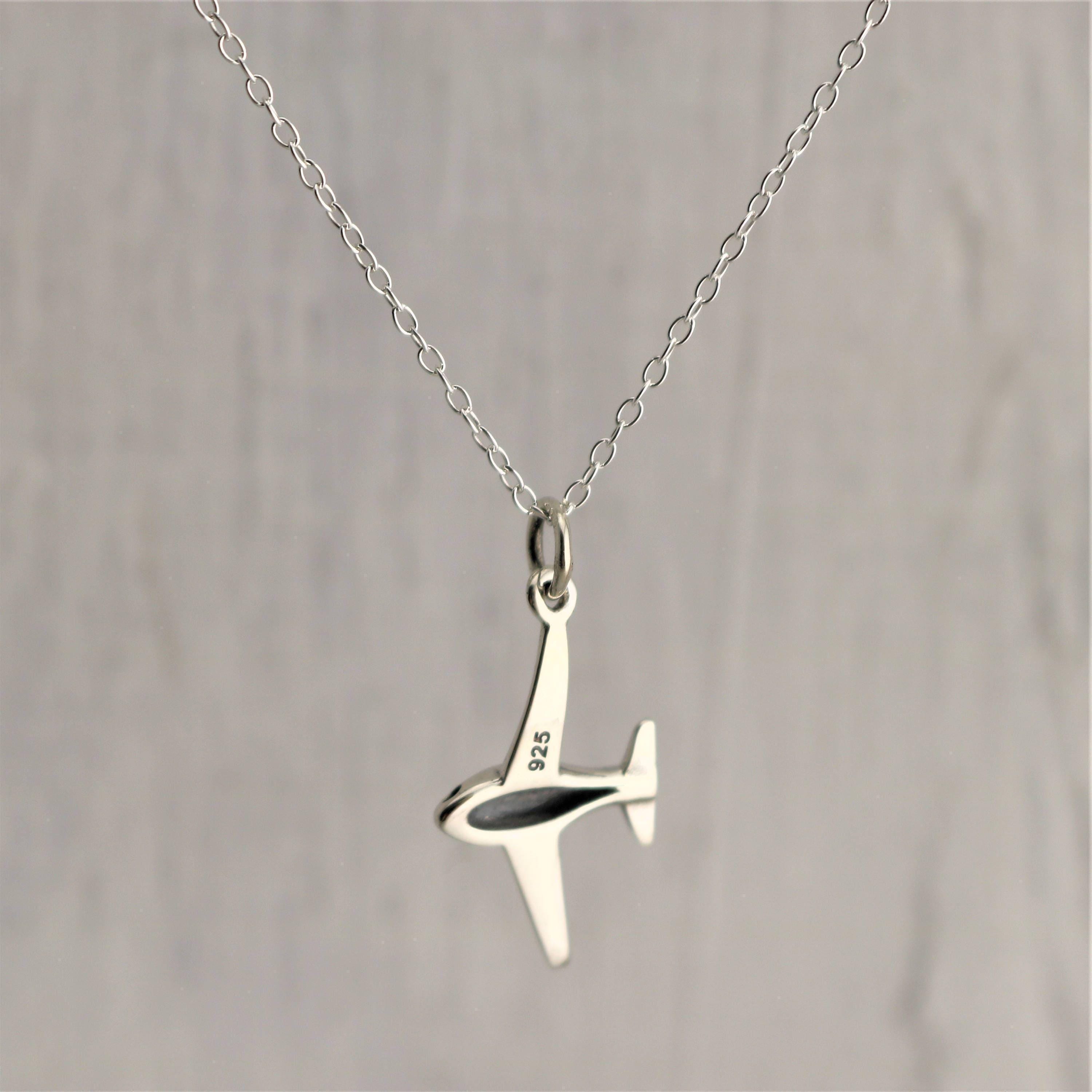 Sterling Silver Airplane Necklace for Women, Aviator Birthday Gift for ...