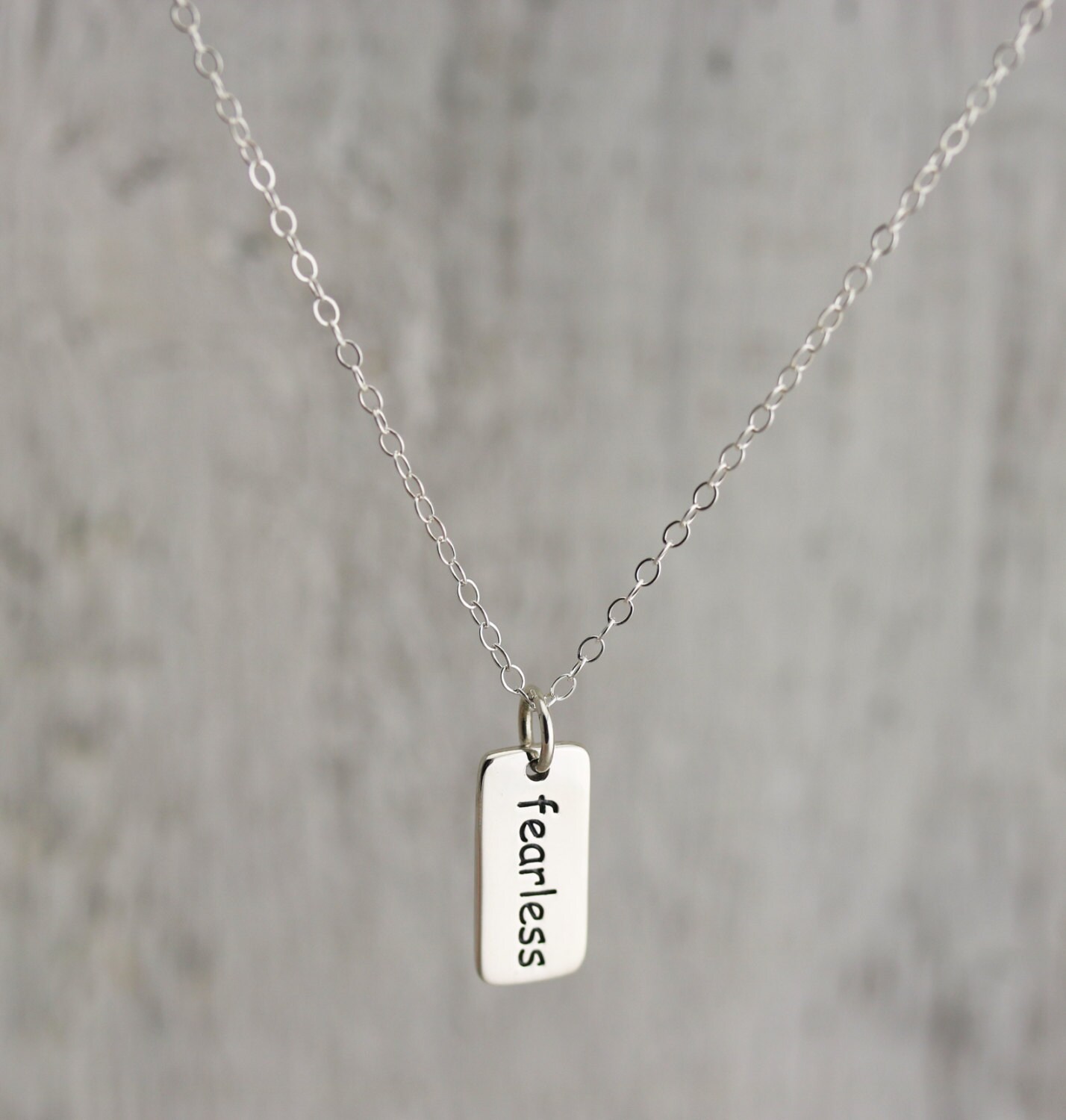 Fearless Necklace Sterling Silver Fearless Word Tag Necklace | Etsy