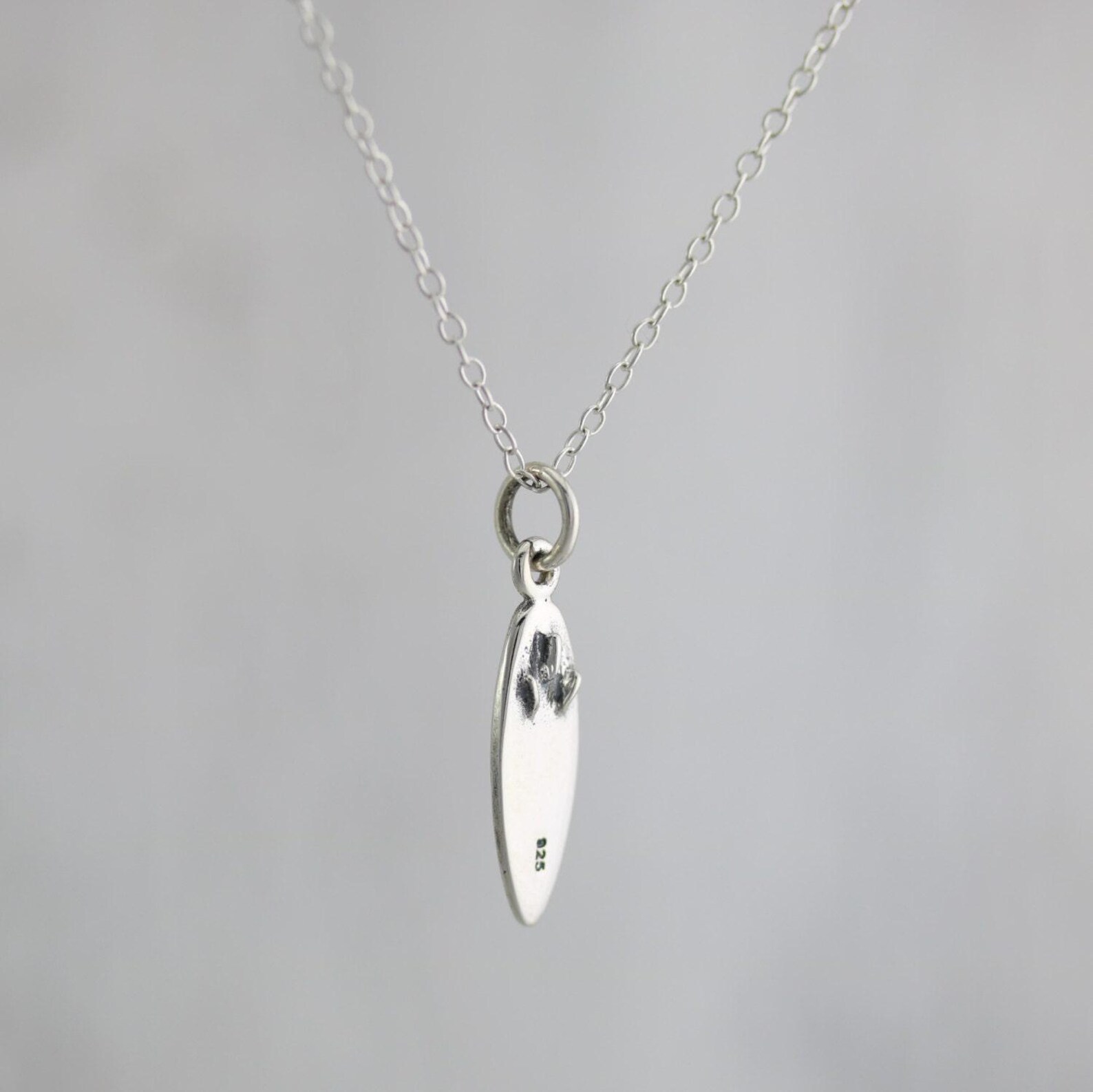Surfboard Necklace - Sterling Silver Surfboard Charm Necklace - Surfer ...