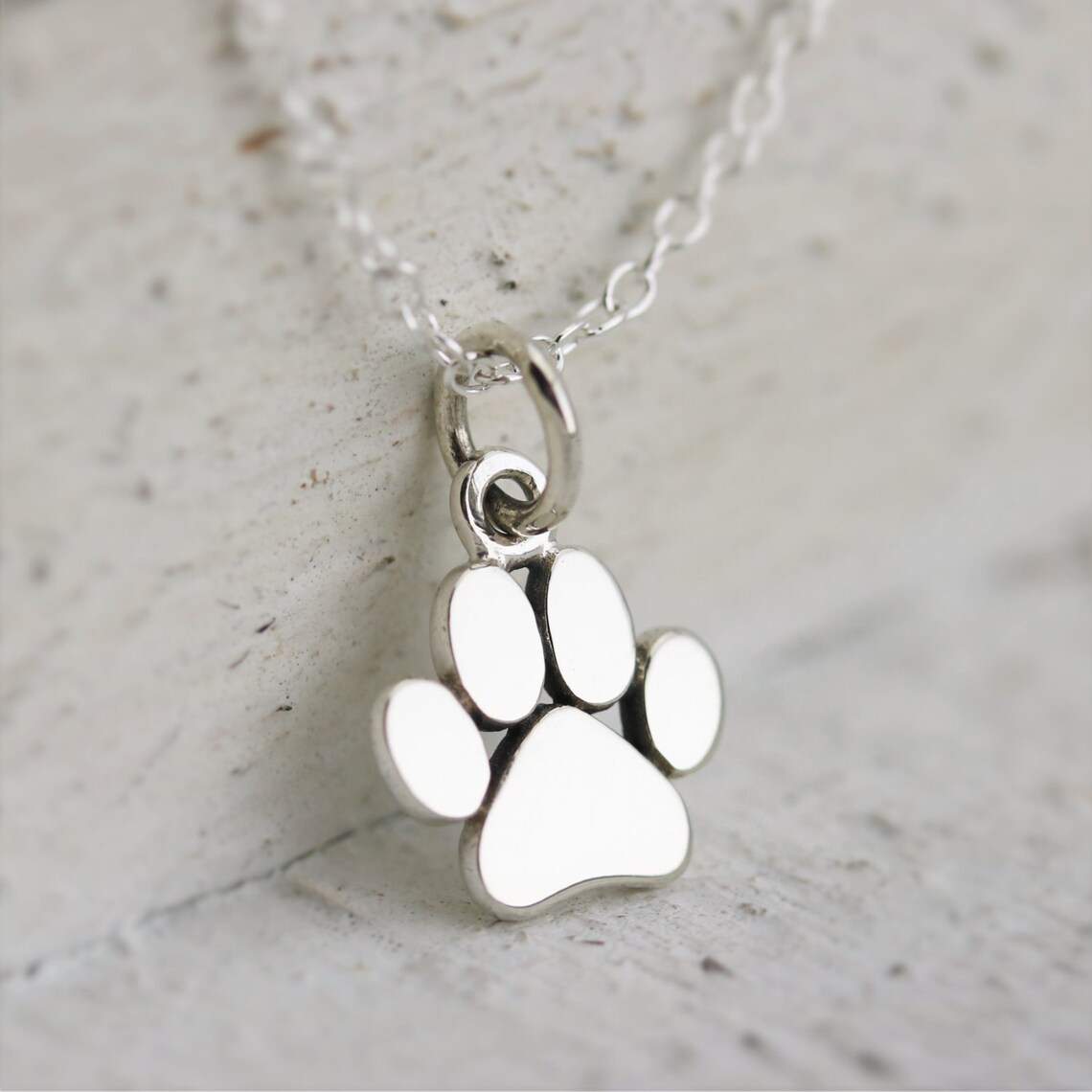 Paw Print Necklace Sterling Silver Paw Print Necklace Tiny | Etsy