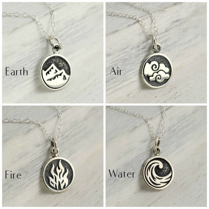 Four Elements Necklace Silver Element Jewelry Elemental | Etsy