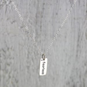 Fearless Necklace Sterling Silver Fearless Word Tag Necklace Fearless ...