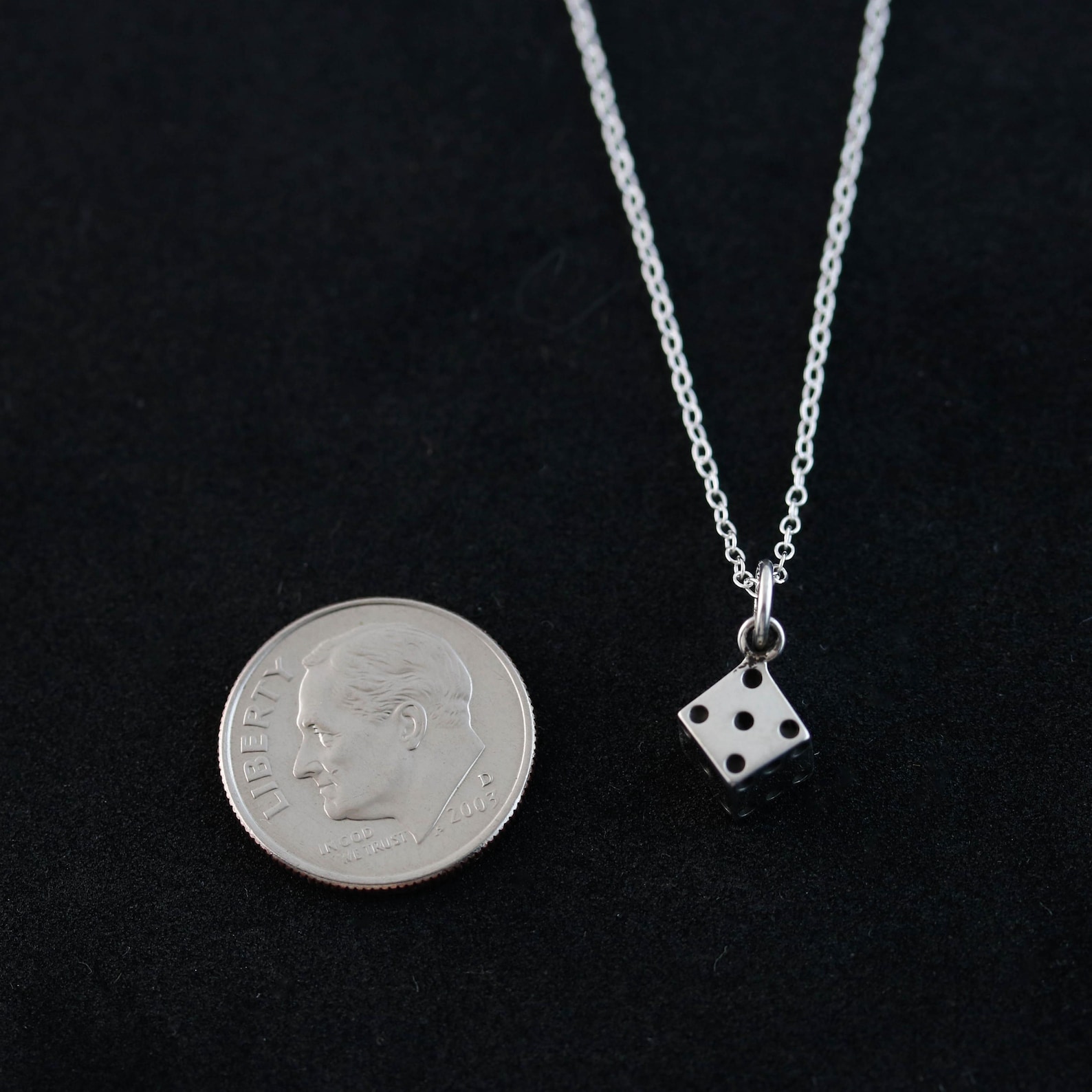 Tiny Dice Necklace, Solid Sterling Silver Dice Pendant, Gambling Gifts ...