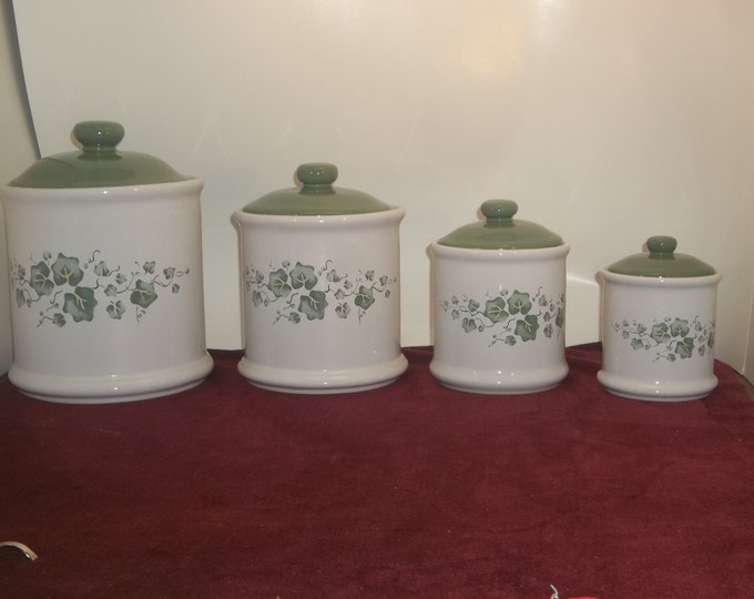 Callaway Green Ivy Corelle Canister Set W/sealed Lids - Etsy