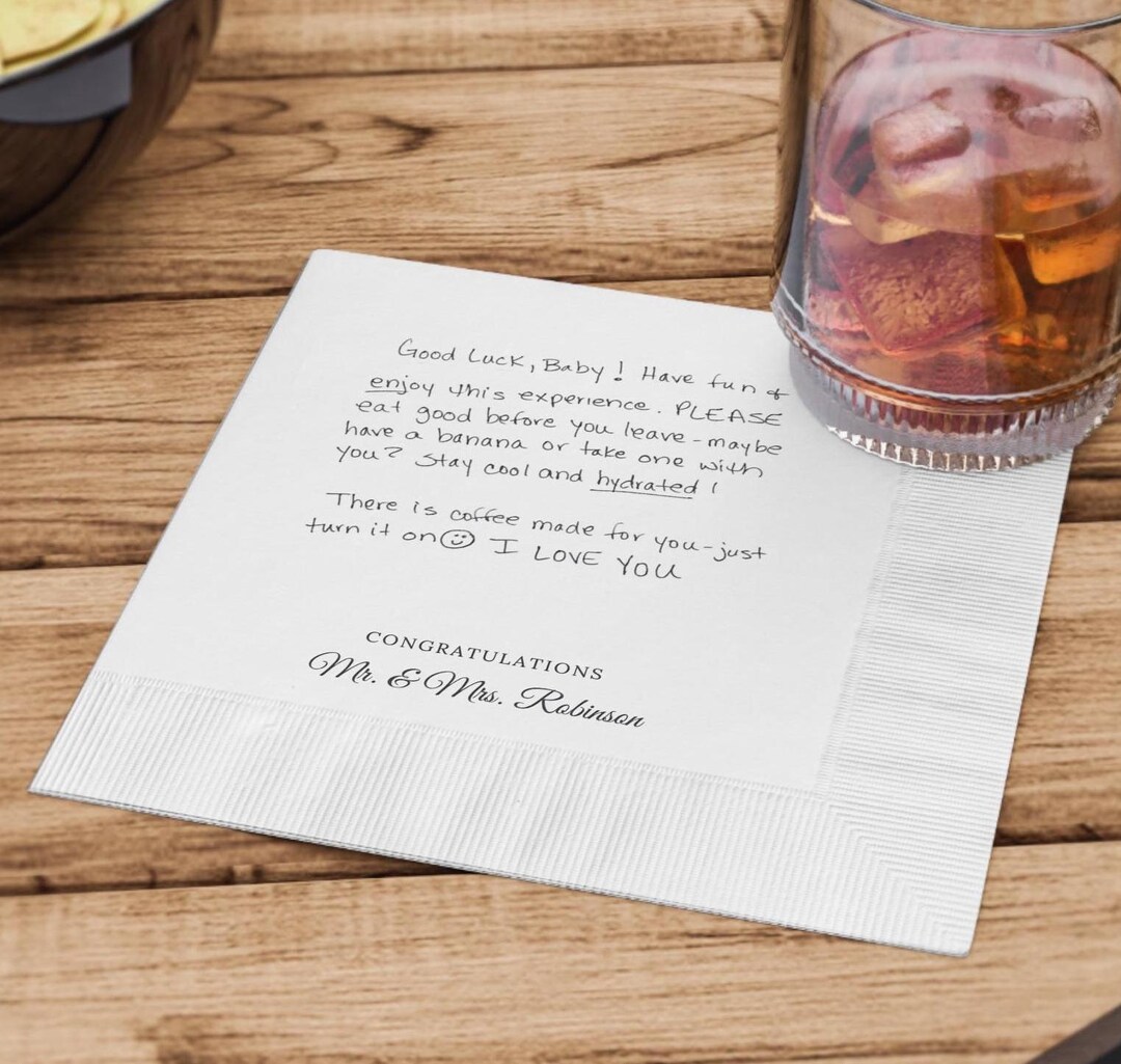Custom Love Note Paper Napkins: Elegant White Napkins Customized for ...