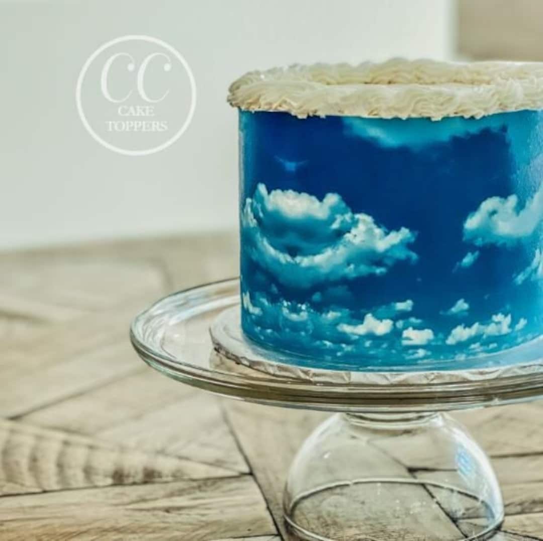Bright Blue Sky With Clouds Cake Wrap Edible Image Frosting Strip - Etsy