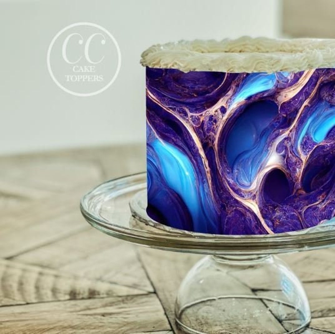 Purple Lava Marble Swirl Cake Wrap Edible Image Frosting Strip - Etsy